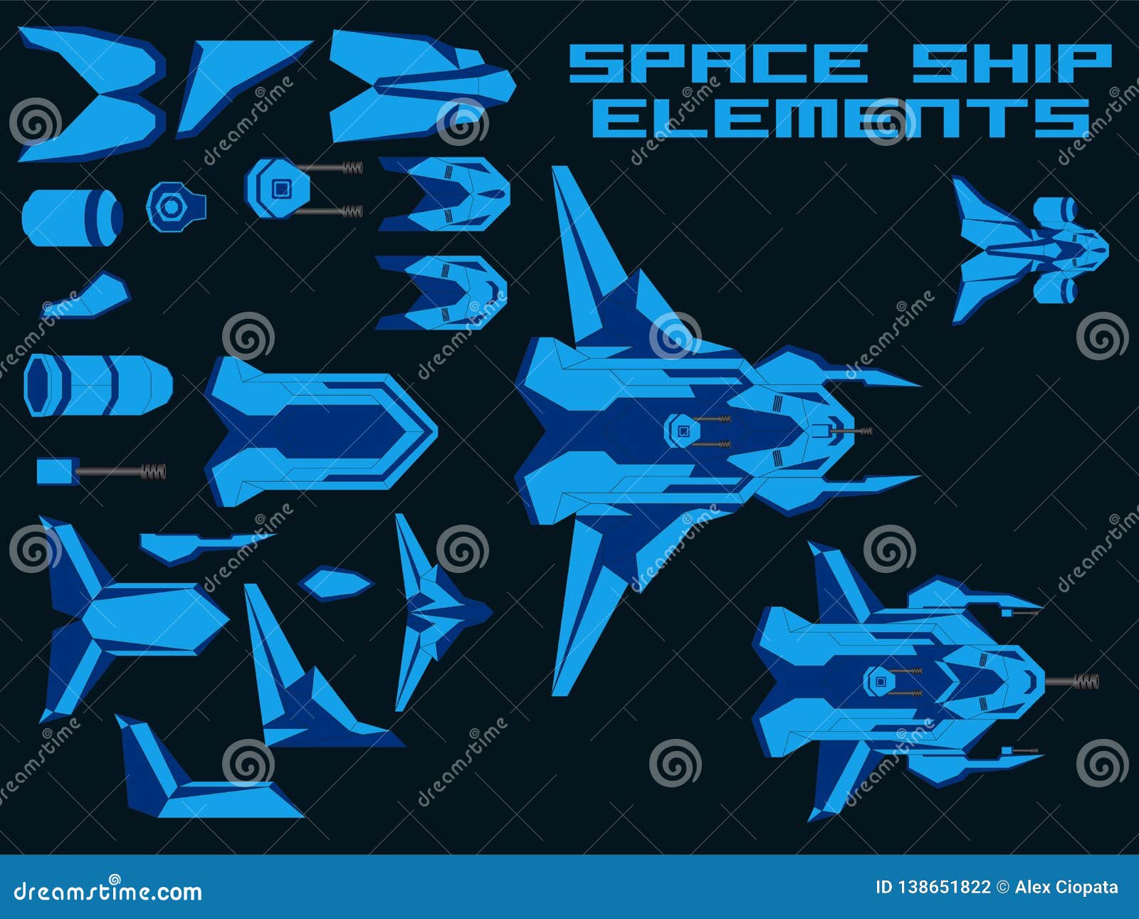 Spaceship Creator Kit stock vector. Illustration of system - 138651822