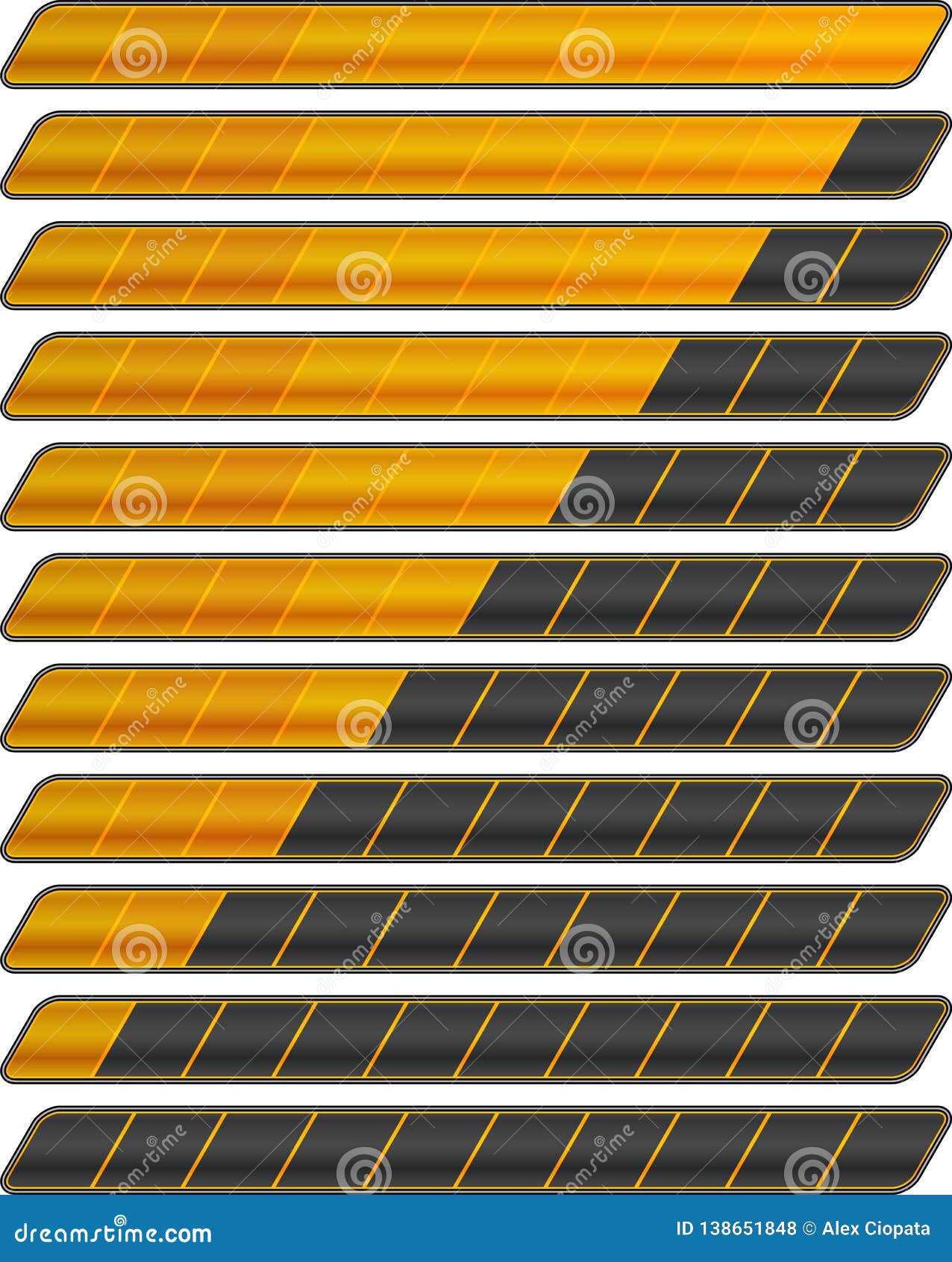 Colorful progress bar set stock vector. Illustration of graphic - 138651848