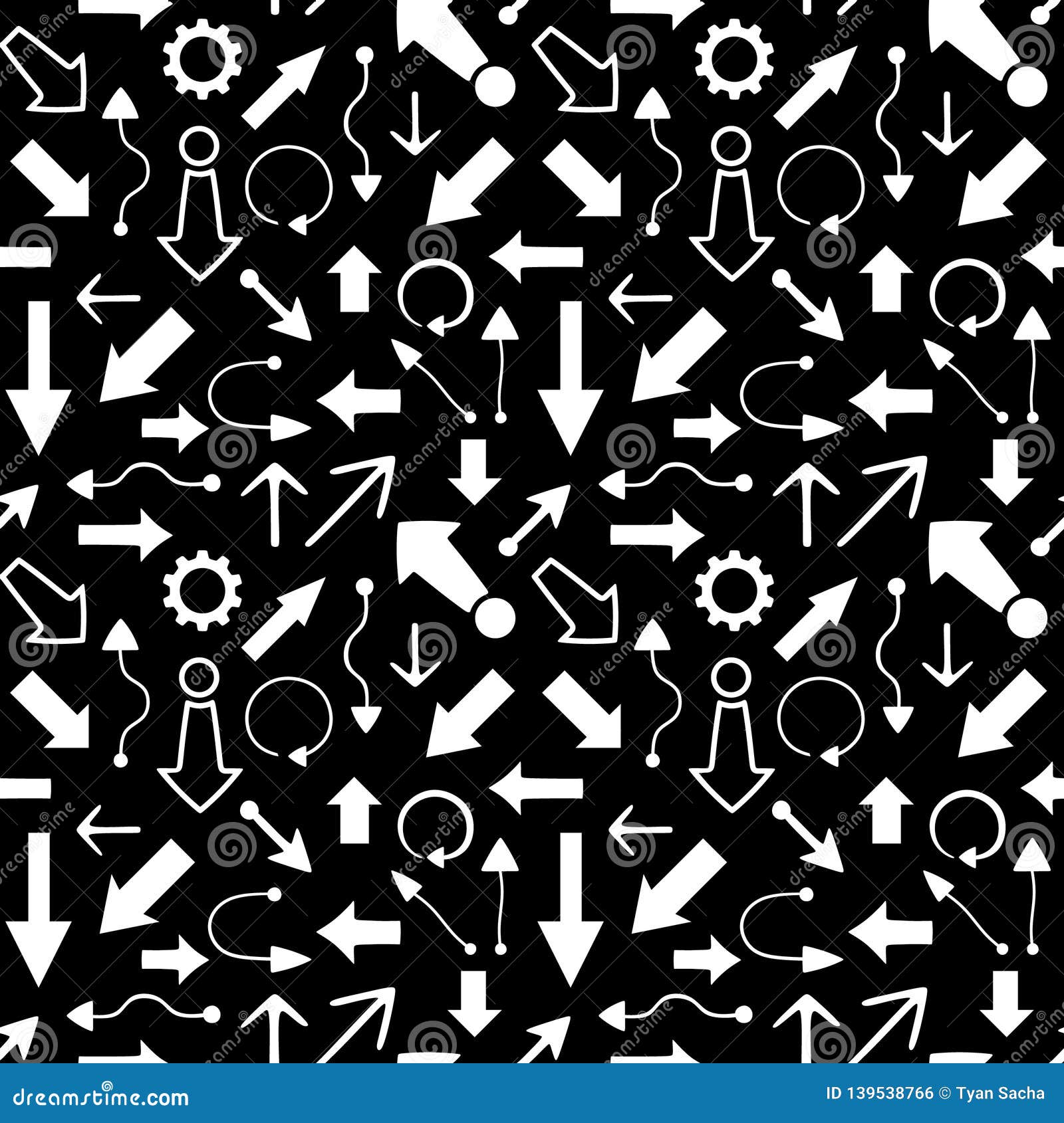 Seamless Vector Pattern with Arrows. Arrow Signs Icon Pattern on White ...