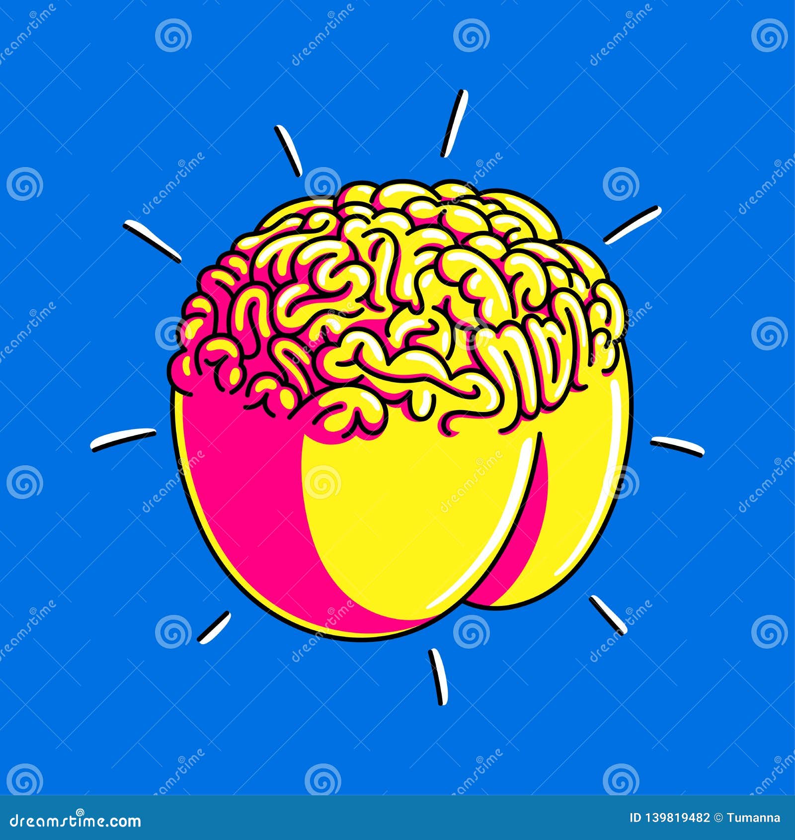 Smart brain funny vector stock illustration. Illustration of colorful ...