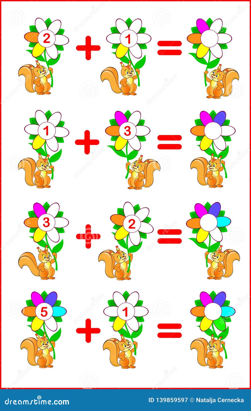 Educational Page for Children on Addition. Solve Examples, Count the ...