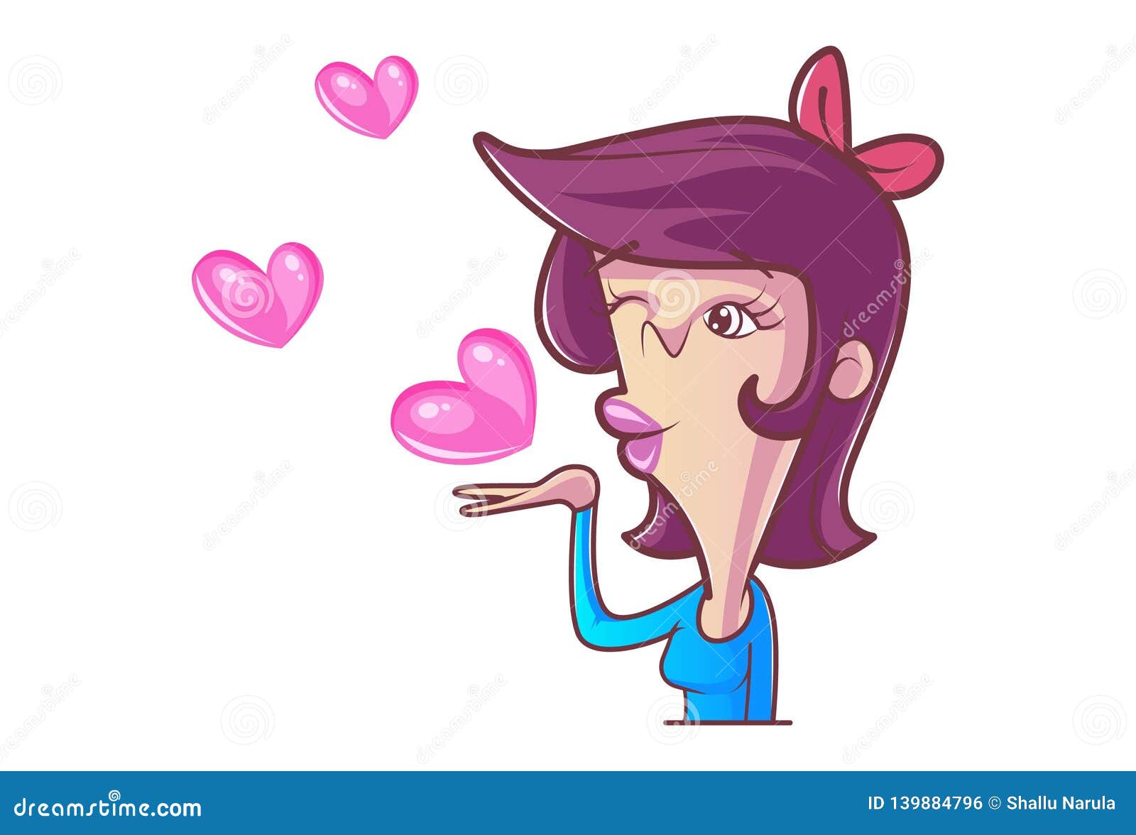 Cartoon Illustration of Cute Lady. Stock Vector - Illustration of ...