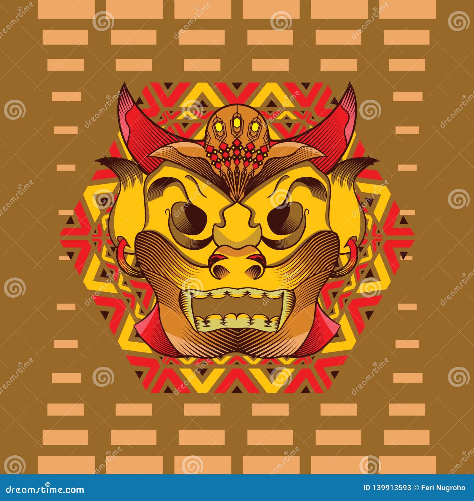 Traditional Mask stock vector. Illustration of template - 139913593