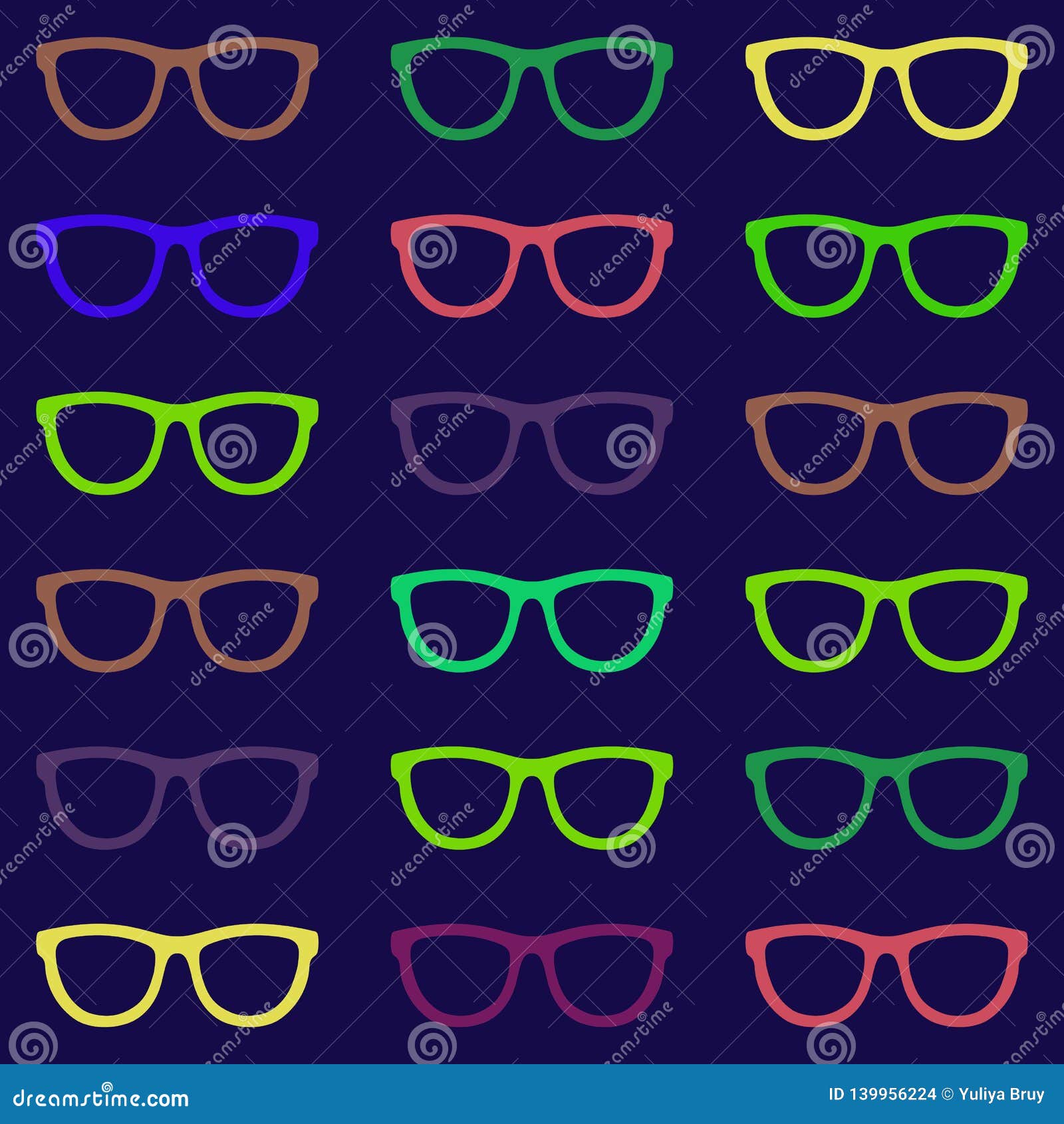 Set of Eyeglasses. Seamless Pattern with Glasses Stock Vector ...