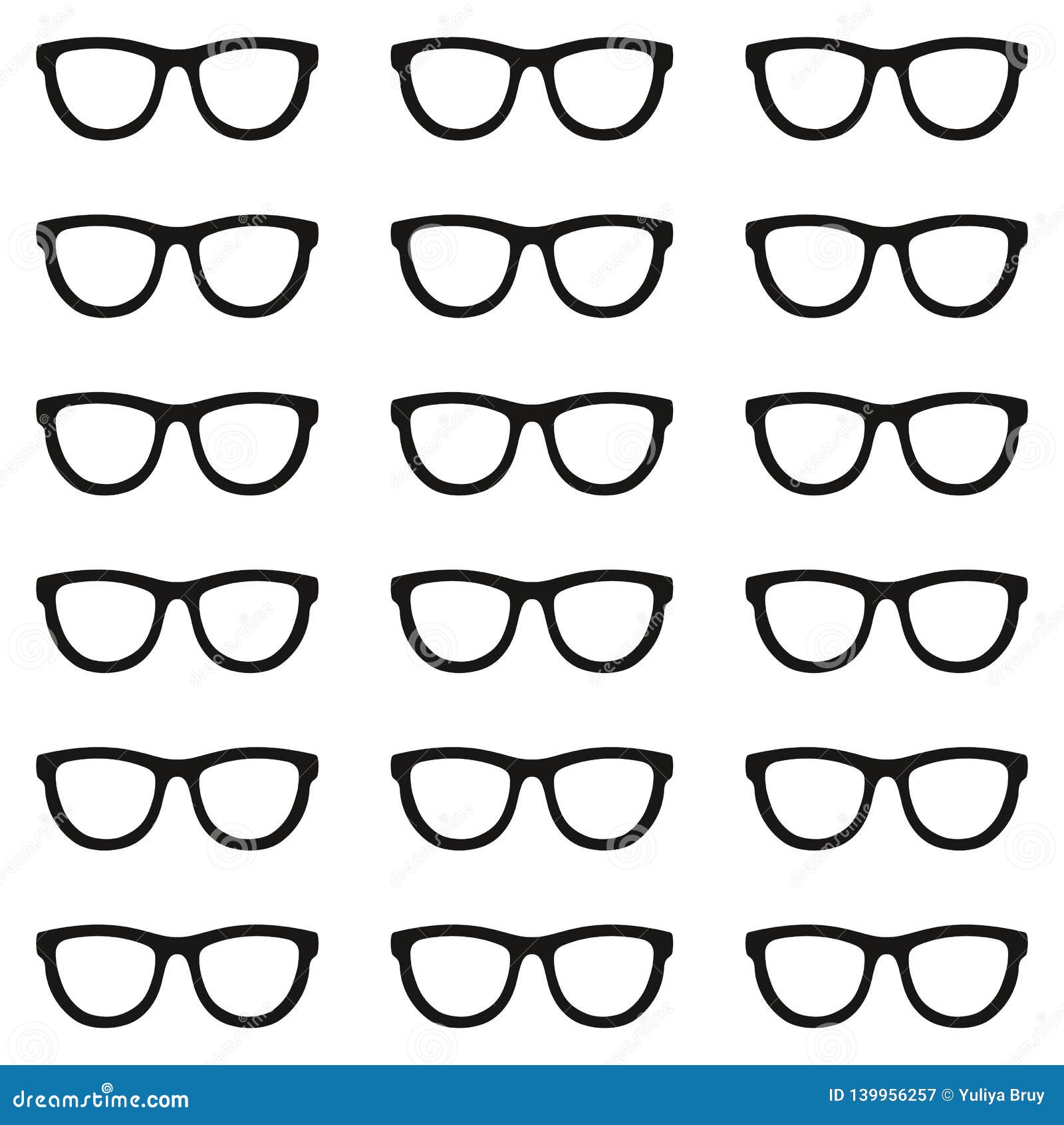 Set of Eyeglasses. Seamless Pattern with Glasses Stock Vector ...