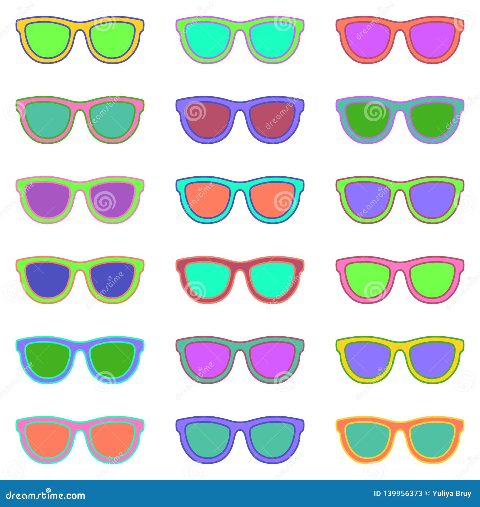 Set of Eyeglasses. Seamless Pattern with Glasses Stock Vector ...