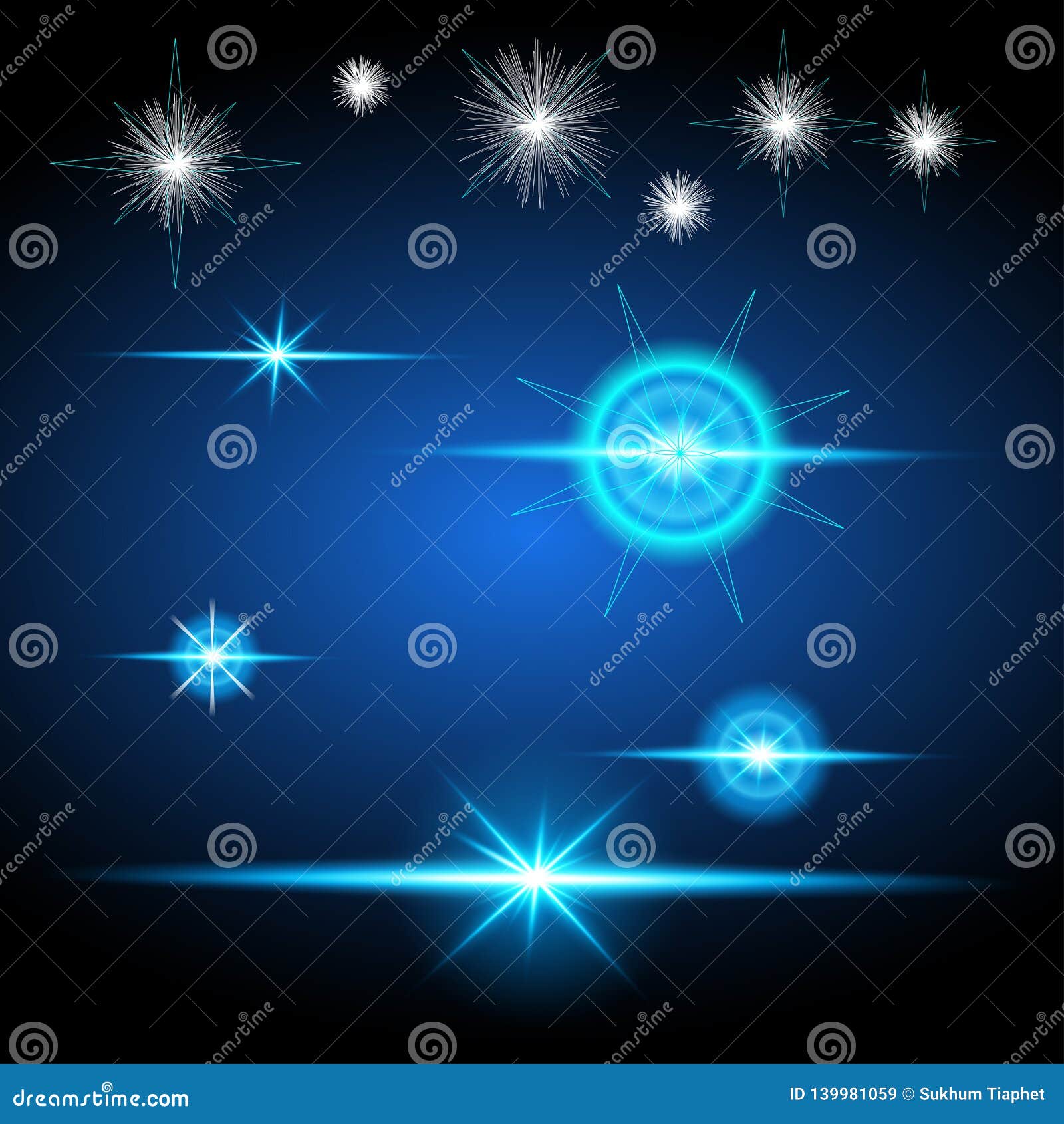 Glow Light Effect of the Star Set Stock Illustration - Illustration of ...
