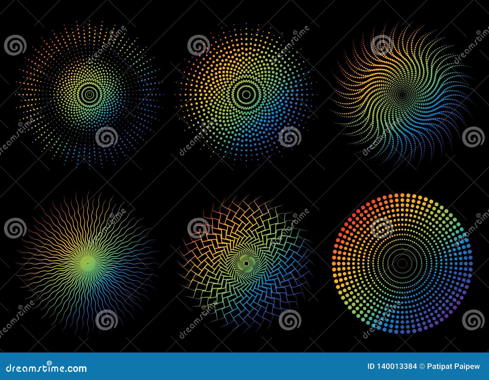 Collection of Abstract Colorful Rainbow Dot Pattern Element Stock ...