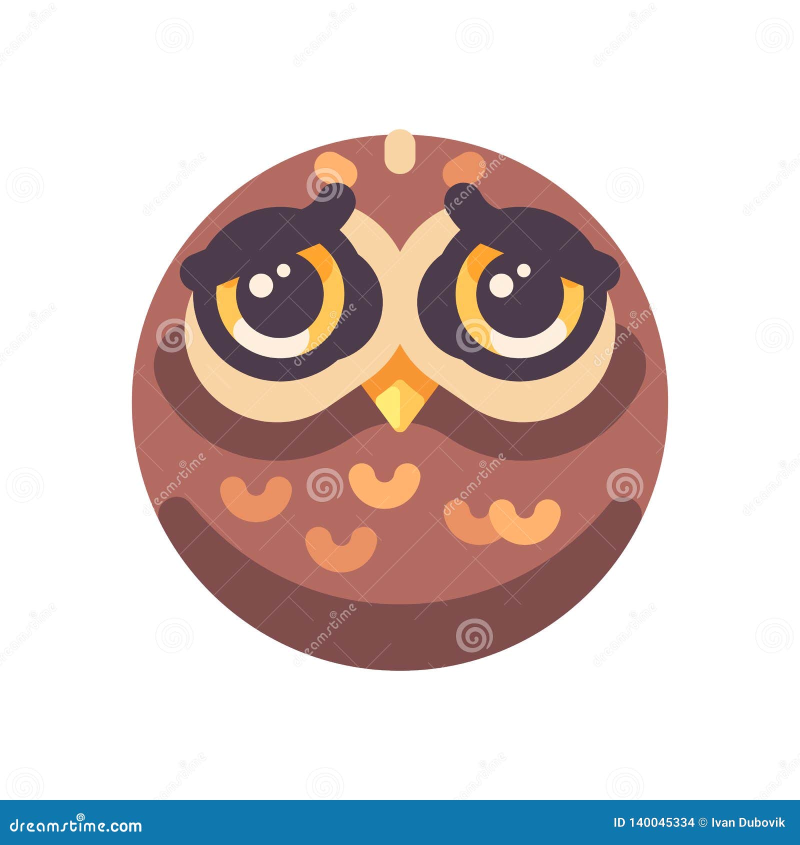 Funny Sad Brown Owl Face Flat Icon Stock Vector - Illustration of ...