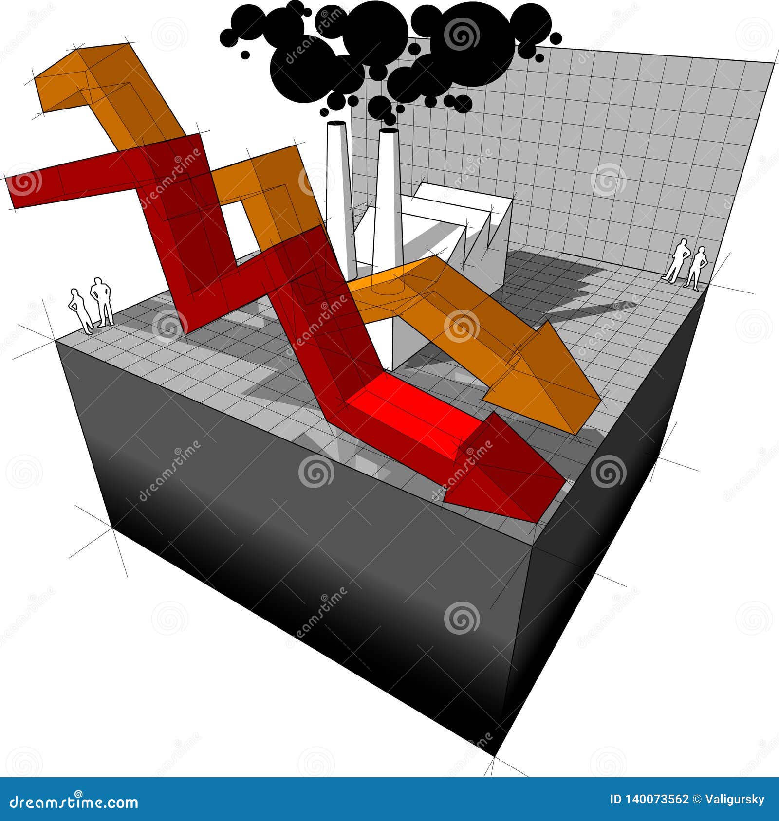 Downfall Red Arrows Of Business Sale Drops Cartoon Vector ...