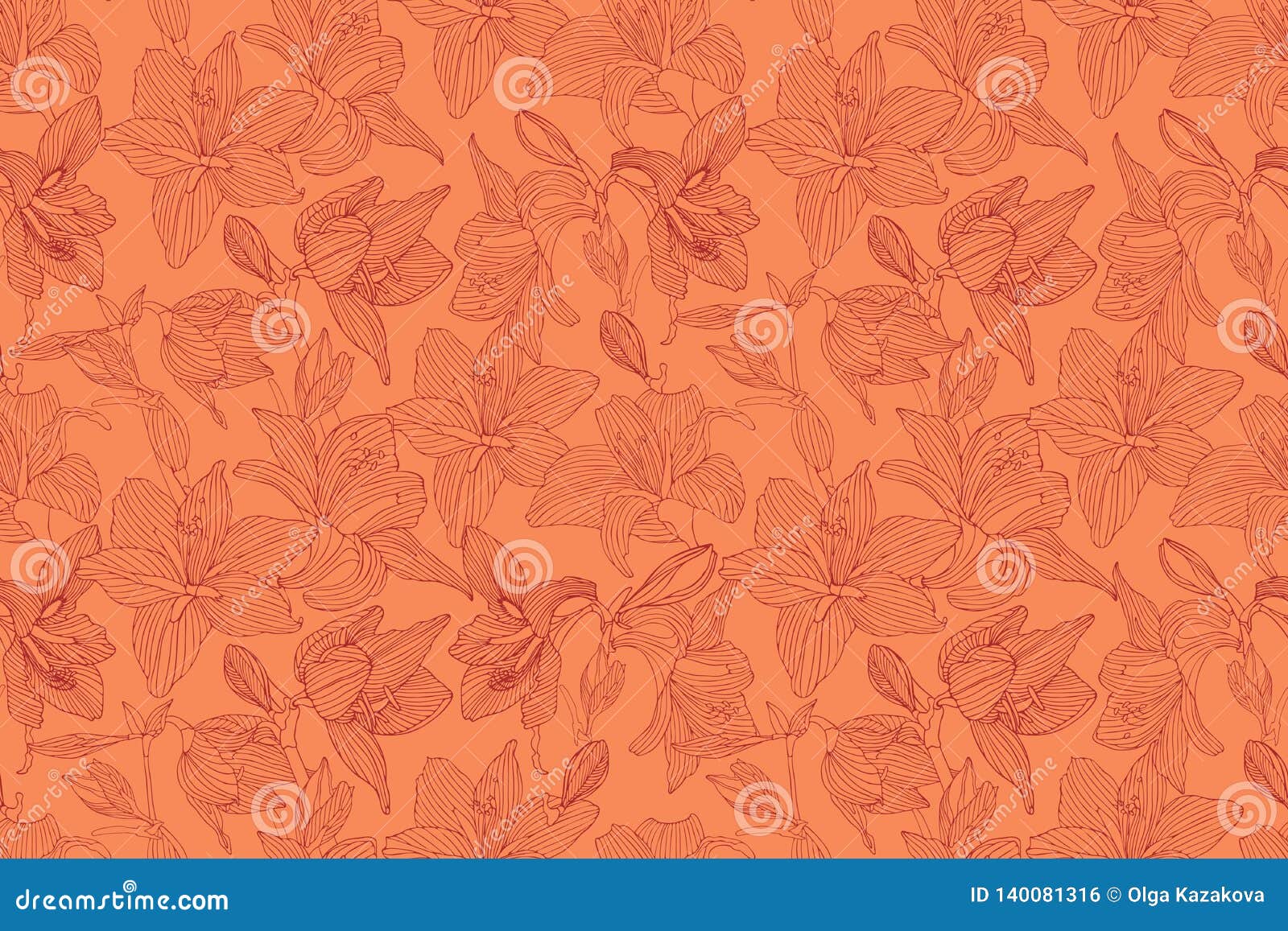 Orange floral pattern stock vector. Illustration of background - 140081316