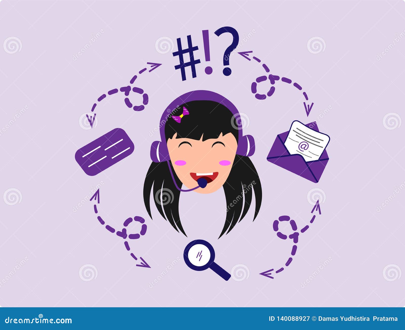 Operator Icon Cute Girls for the Customer Service Stock Illustration ...