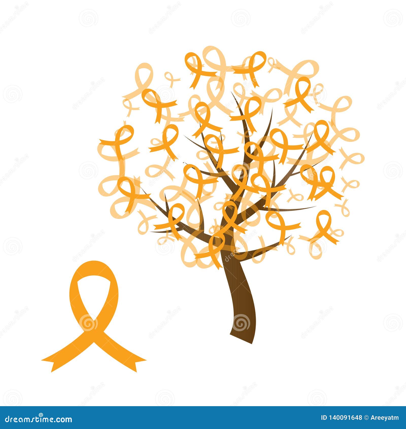 Orange awareness ribbons. stock illustration. Illustration of spring ...