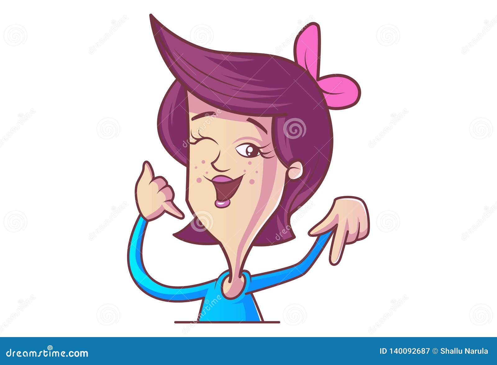 Cartoon Illustration of Cute Beautiful Girl. Stock Vector ...