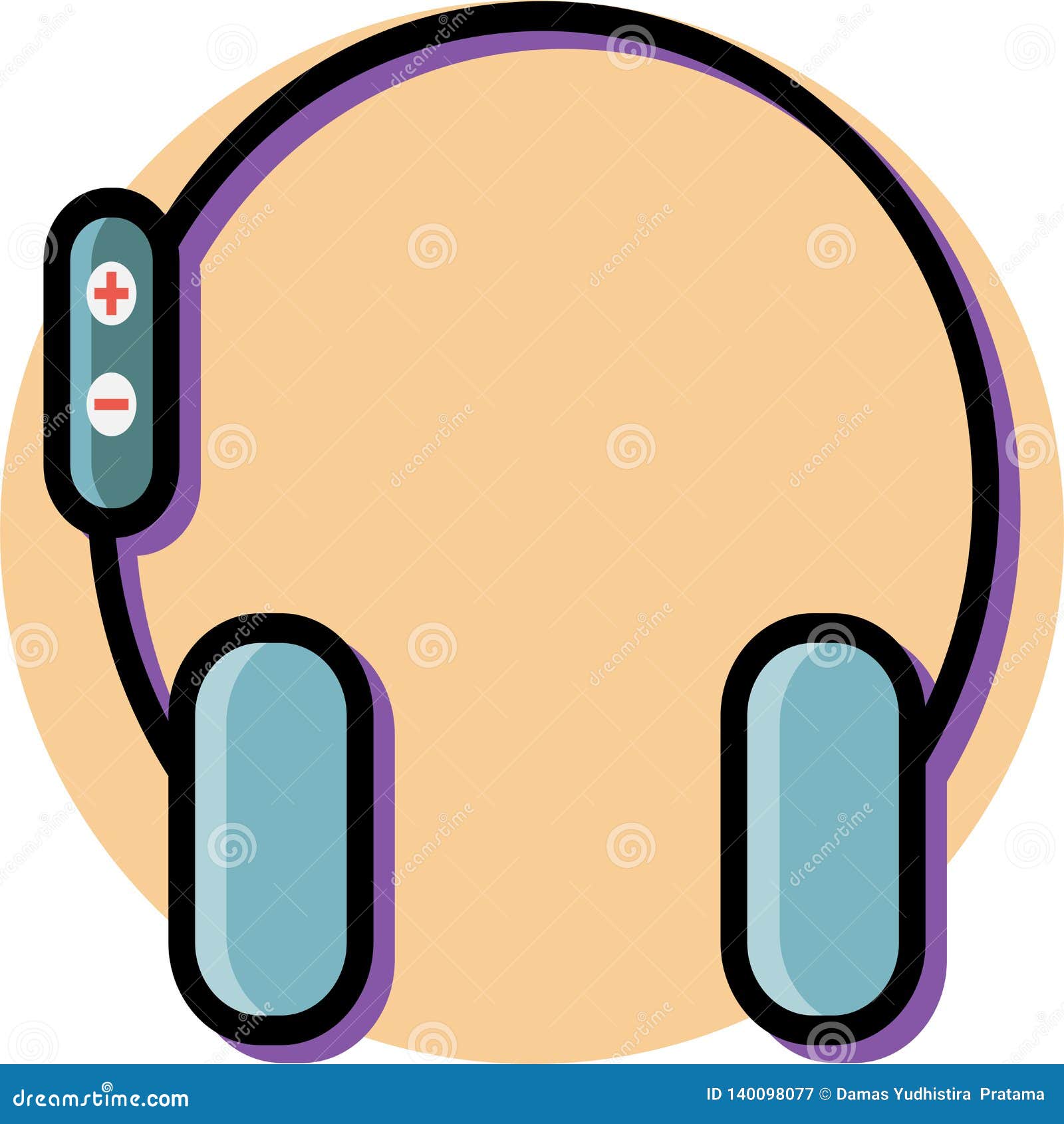 Blue Headphone Icon Flat Design Stock Vector - Illustration of page ...