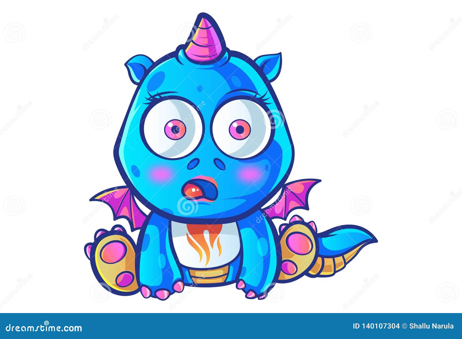 Shocked Dinosaur, Tyrannosaurus Rex With Spots Vector Illustration ...