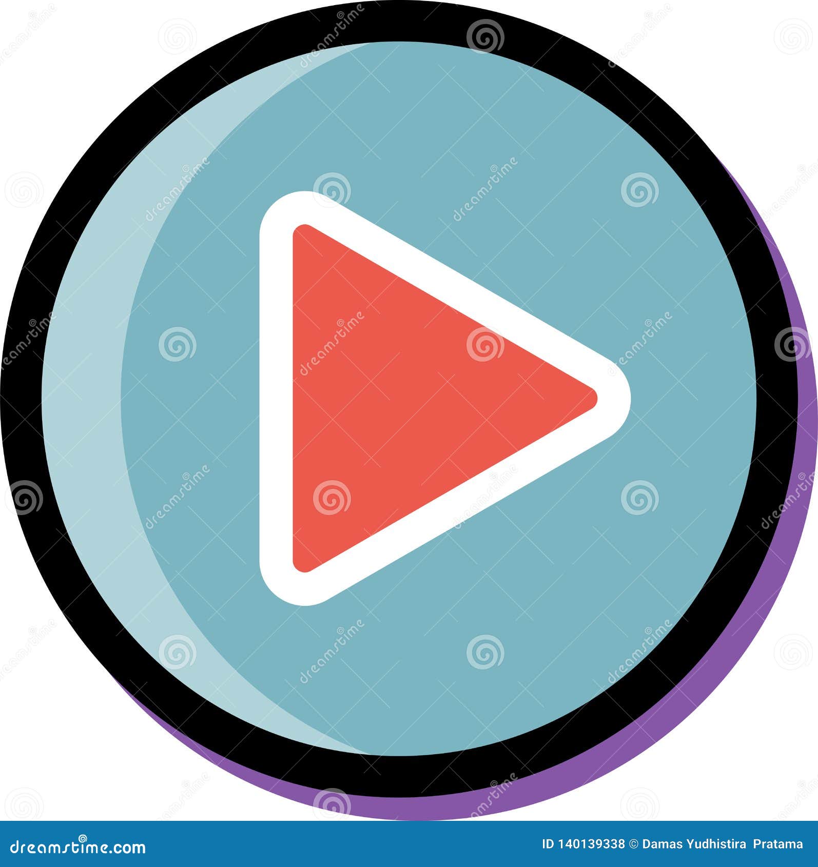Play Button Rounded Icon Flat Design Stock Illustration - Illustration ...