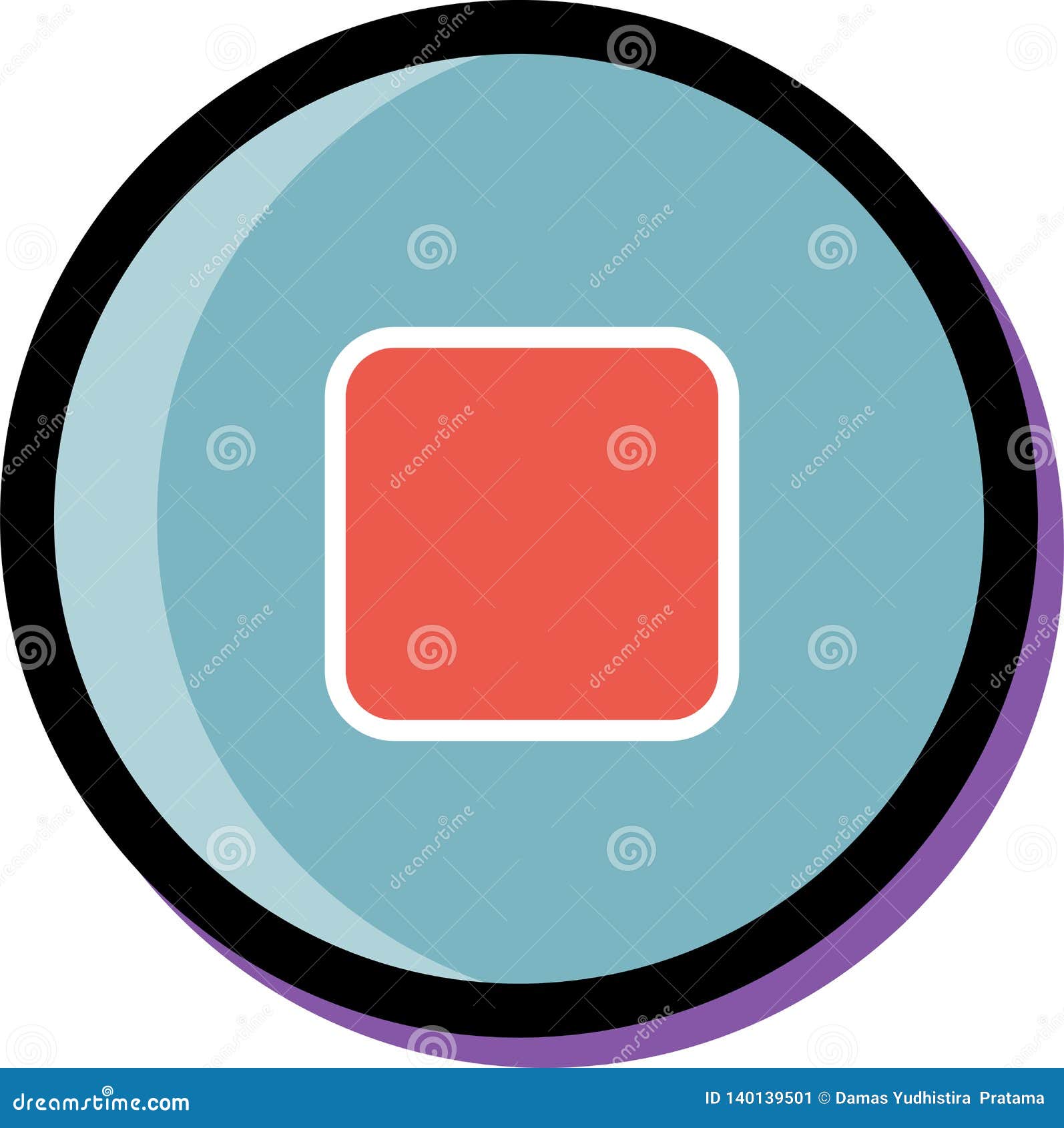 Stop Button Rounded Icon Flat Design Stock Vector - Illustration of ...