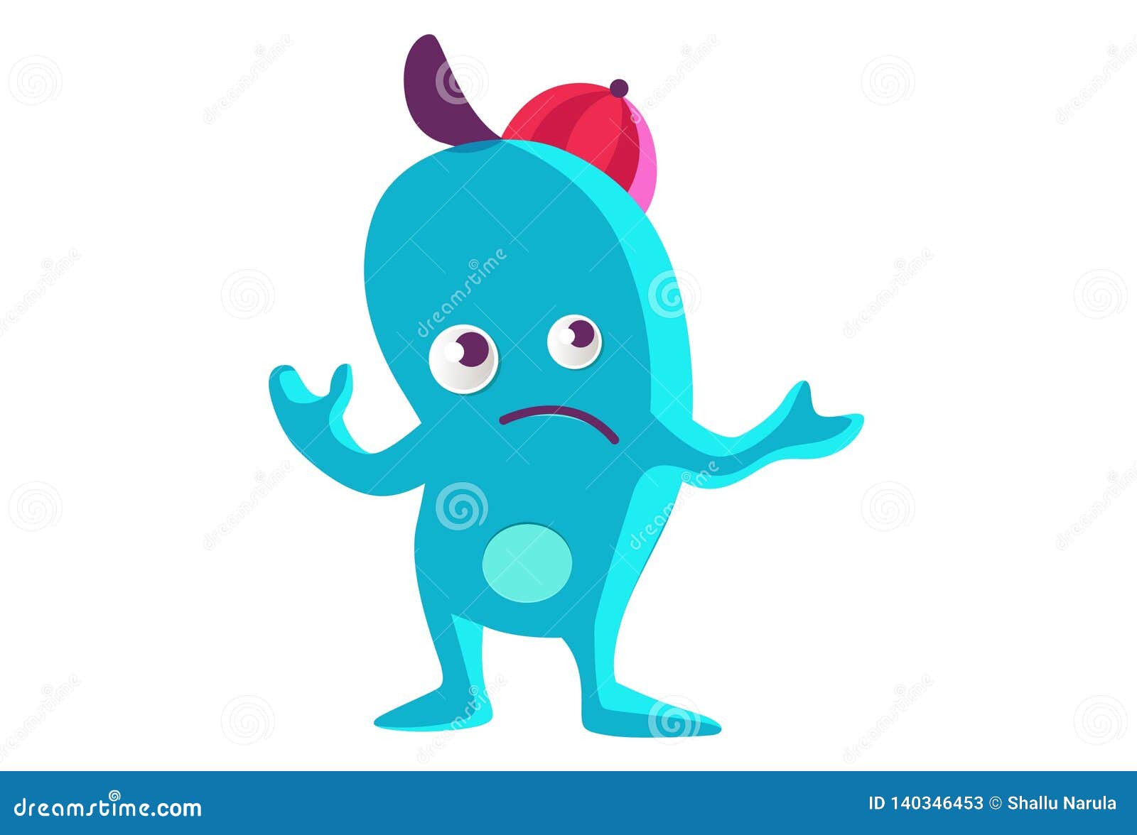 Cartoon Illustration of Cute Blue Monster. Stock Vector - Illustration ...
