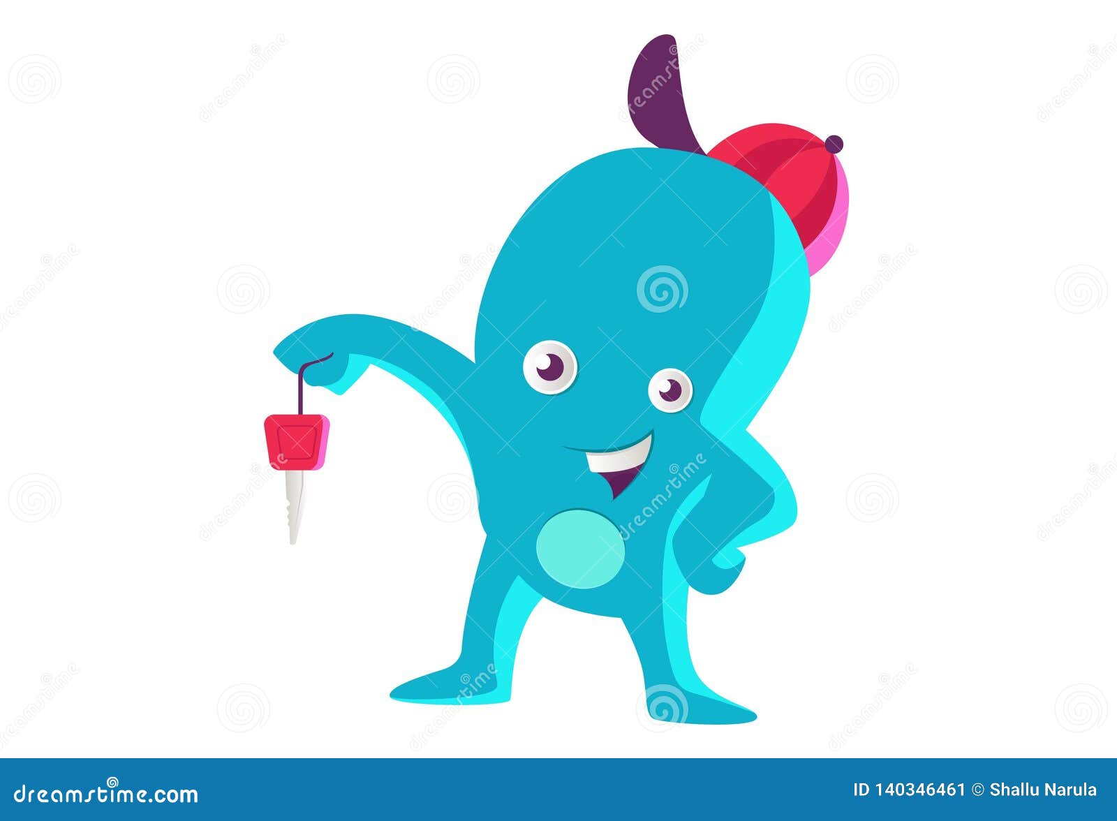 Cartoon Illustration of Cute Blue Monster. Stock Vector - Illustration ...