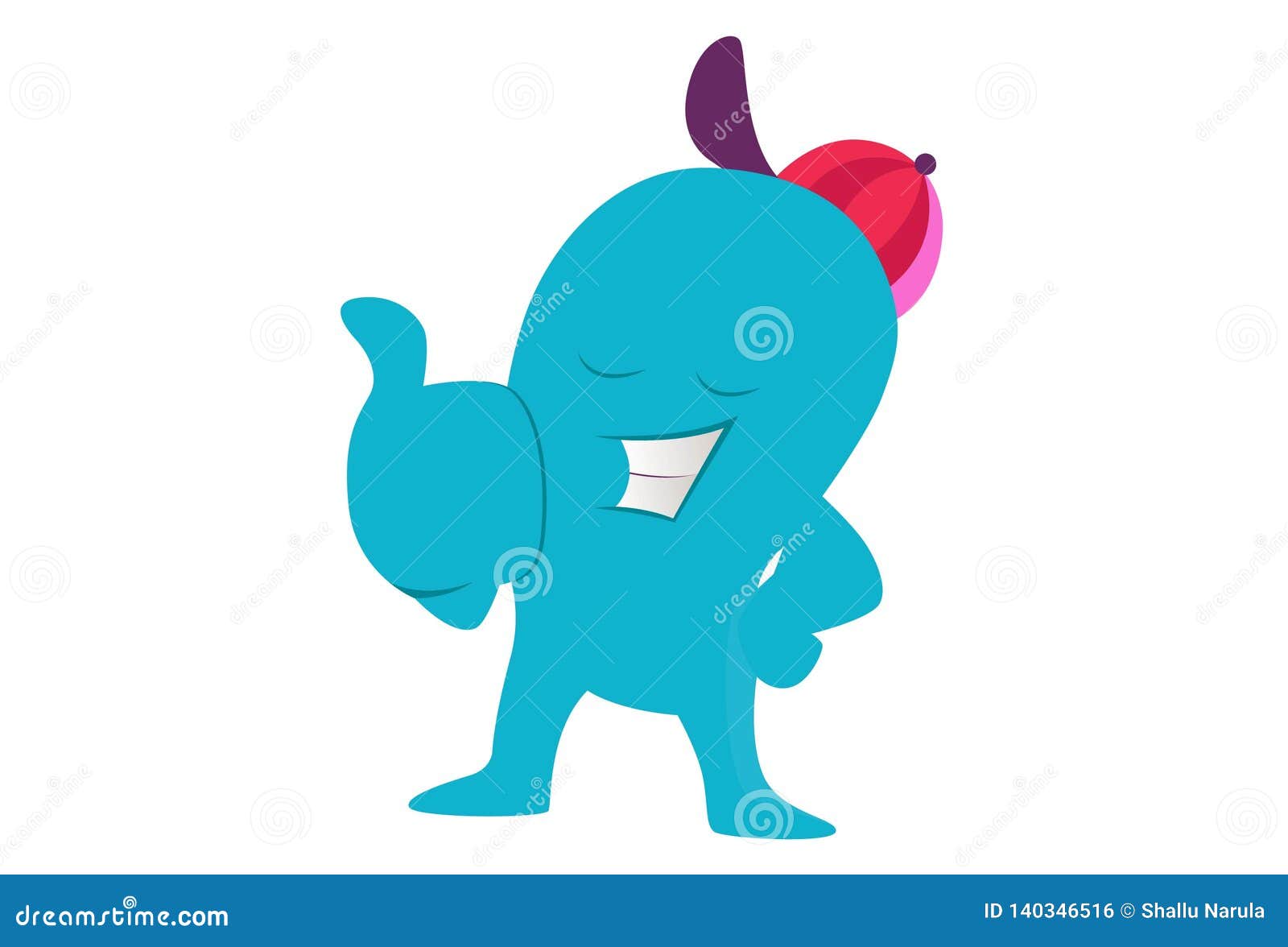 Cartoon Illustration of Cute Blue Monster. Stock Vector - Illustration ...