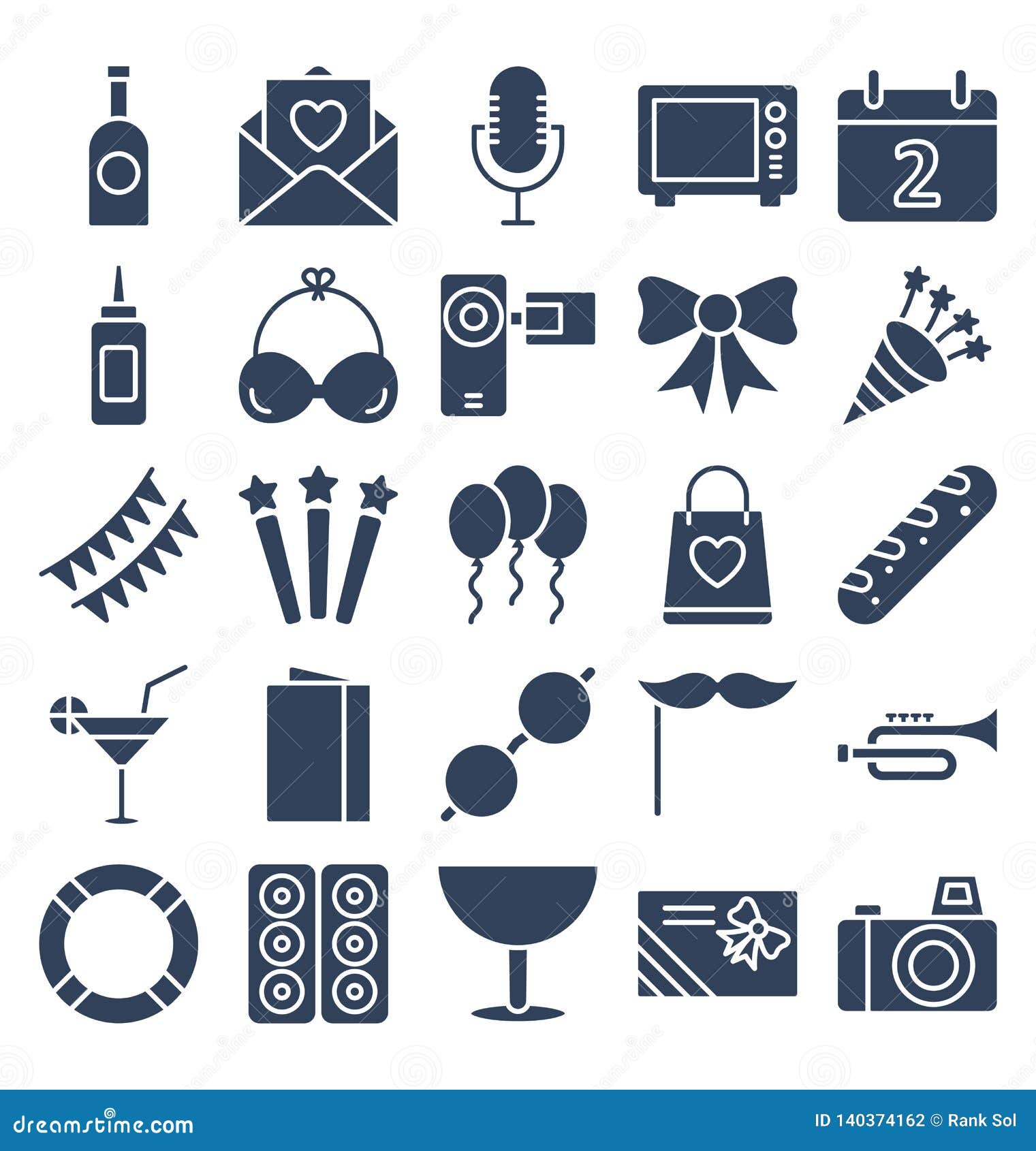 Event Celebration, Party Celebration Vector Icons Set in Trendy Colors ...