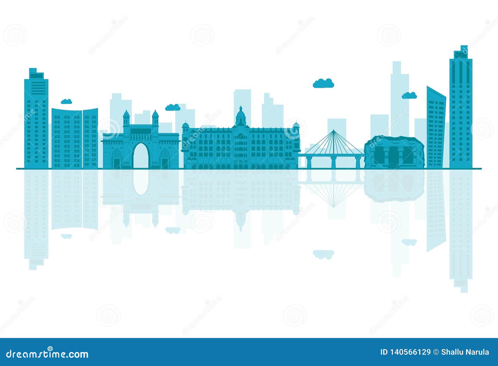Vector Cartoon Illustration of Skyline Stock Vector - Illustration of ...