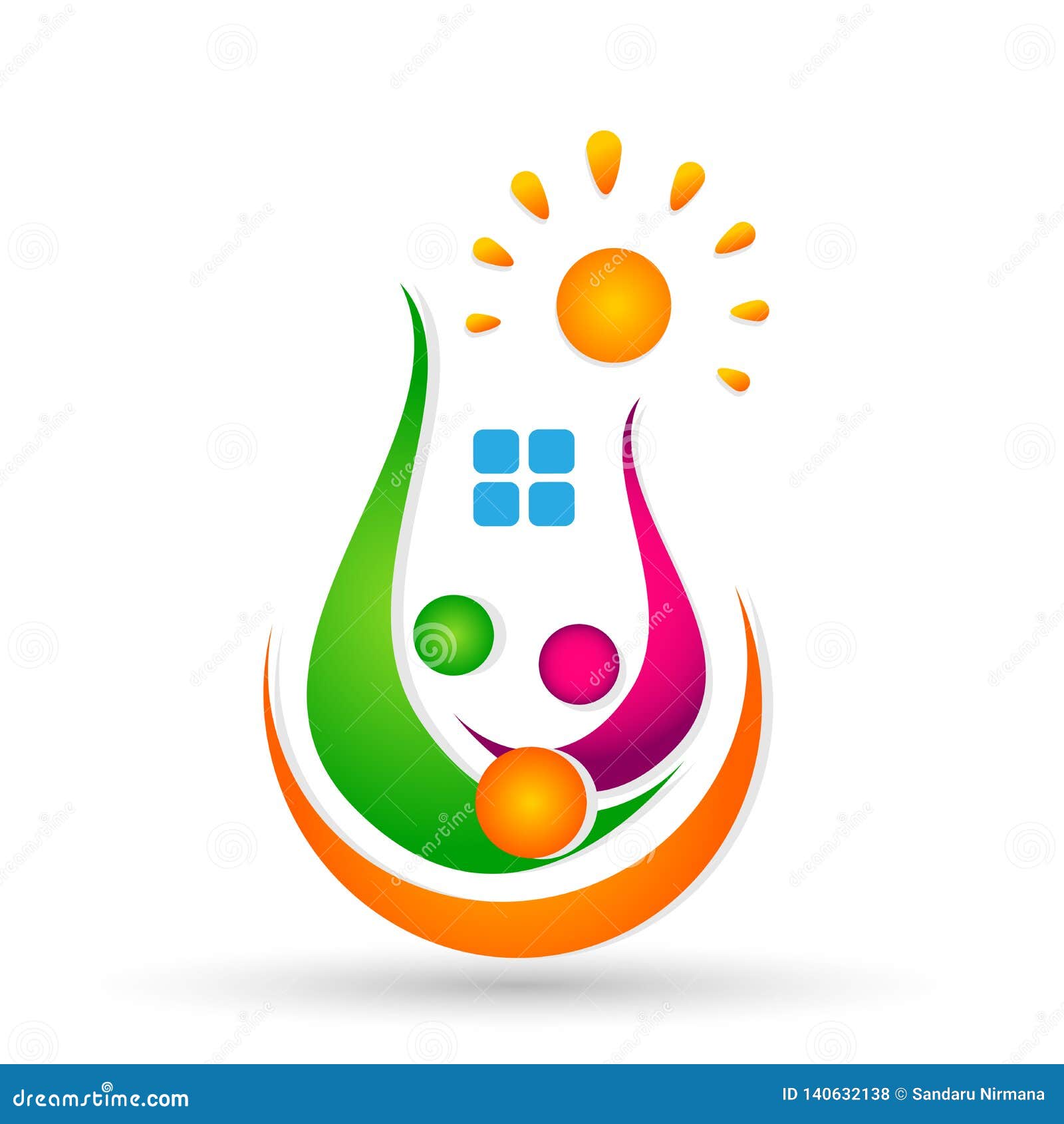 Family Real Estate Sun Home Logo, Family, Parent, Kids,green Love ...