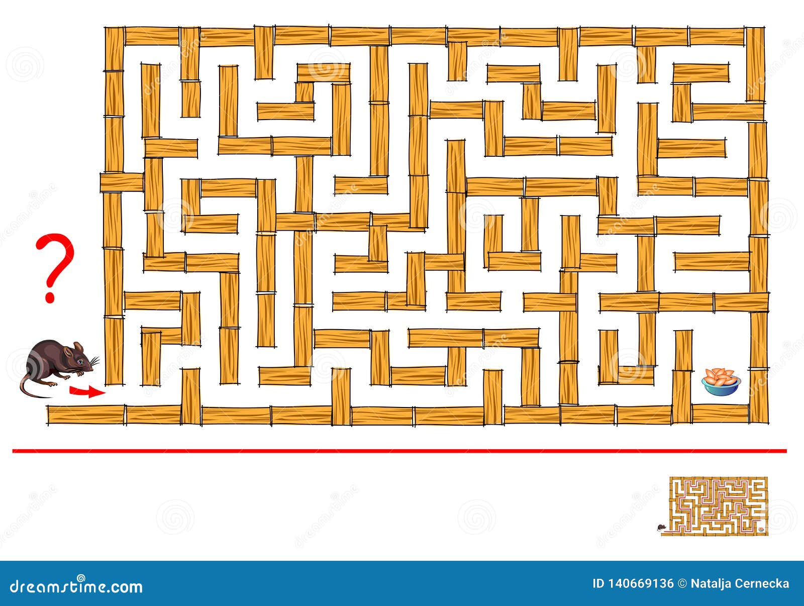 Logic Puzzle Game with Labyrinth for Children and Adults. Help the Rat ...