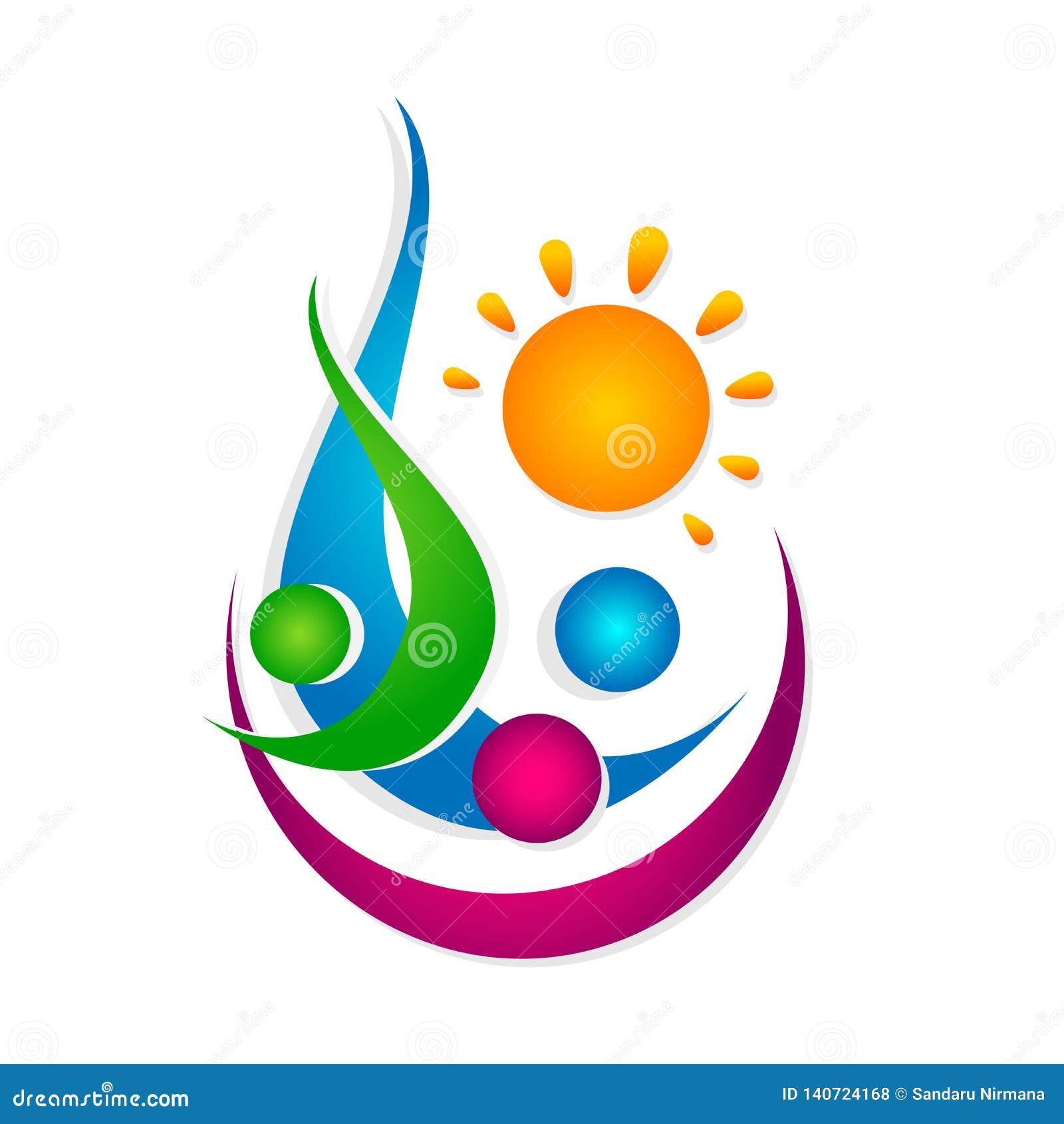 People Sun Power Union Team Celebrating Happiness Wellness Symbol Icon ...