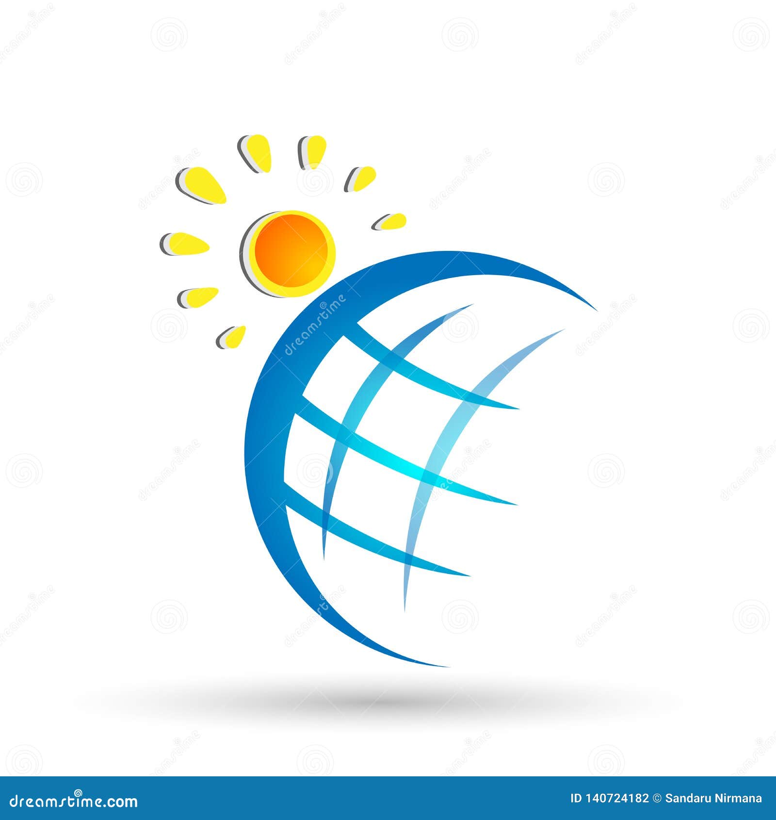 Globe Sun World Logo Icon Vector Element on White Background Stock ...
