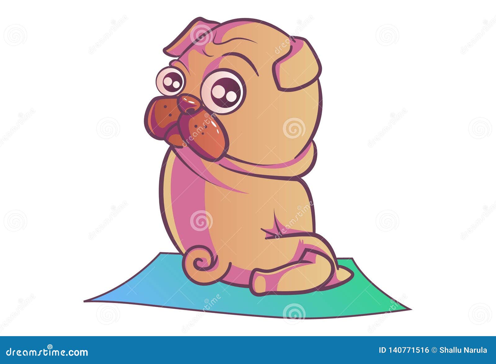 Vector Cartoon Illustration of Cute Pug. Stock Vector - Illustration of ...