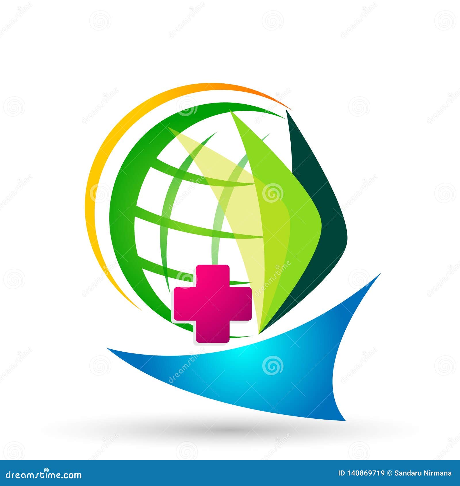 Globe World Boat Medical Ship Sun Sea Water Wave Logo Icon Vector ...