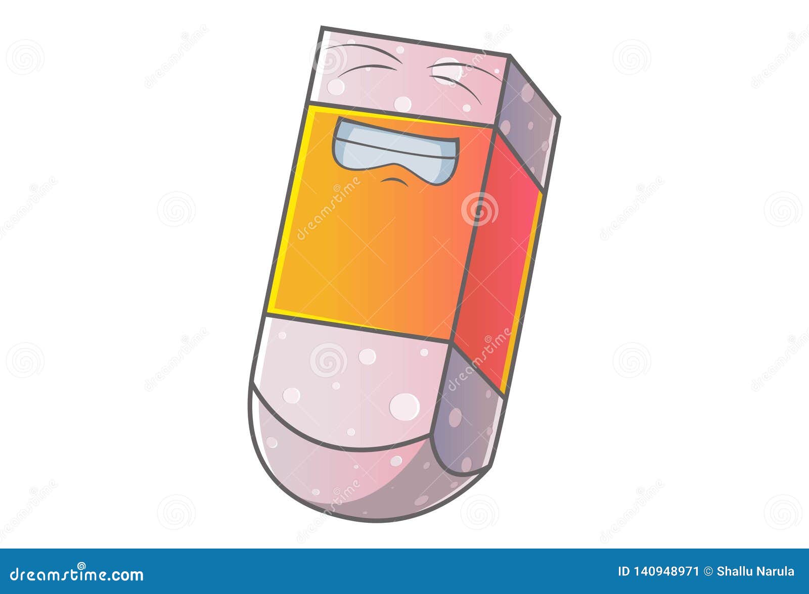 Vector Cartoon Illustration of Cute Eraser. Stock Vector - Illustration ...