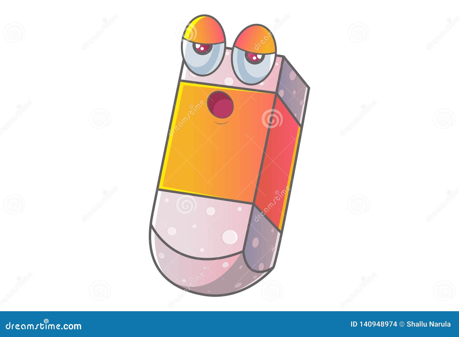 Vector Cartoon Illustration of Cute Eraser. Stock Vector - Illustration ...