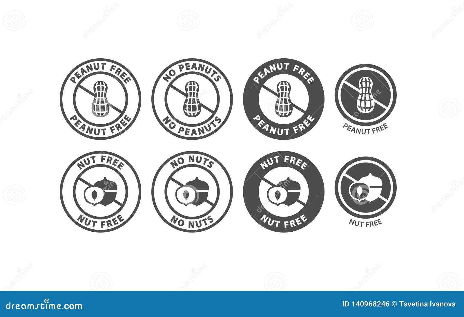 Peanut and Tree Nut Free Black Vector Stamp Label. Stock Vector ...