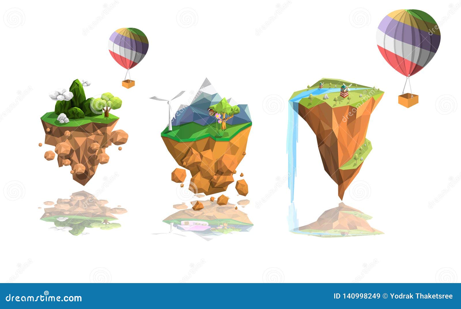 Big Floating Island With Waterfalls, Fantasy Flat Earth Concept. Flat ...