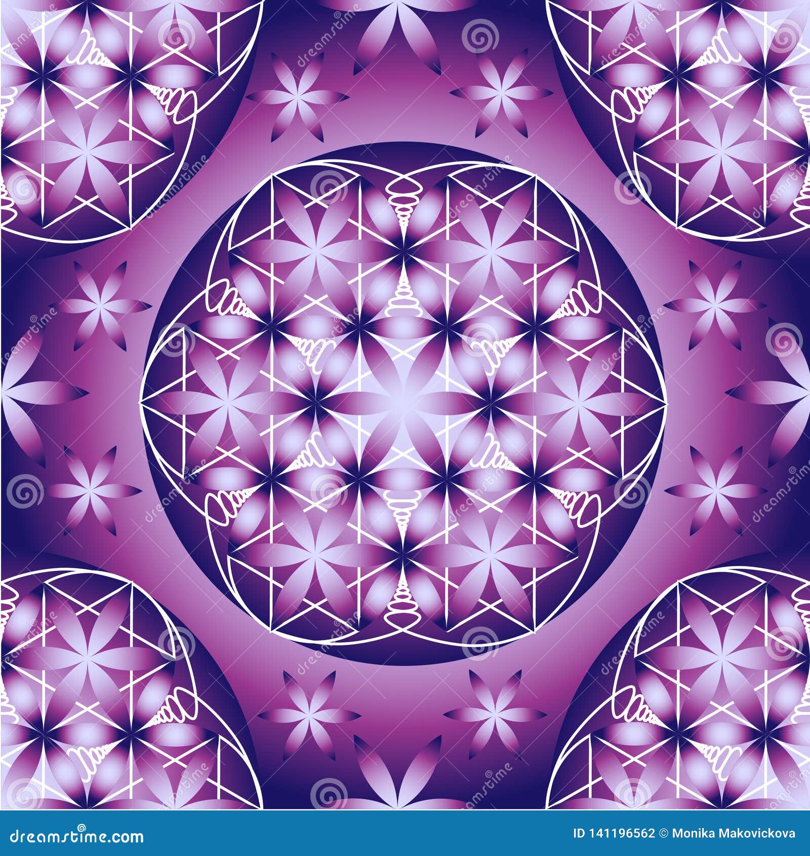 Pink and Violet Flower of Life Seamless Vector Pattern Stock ...