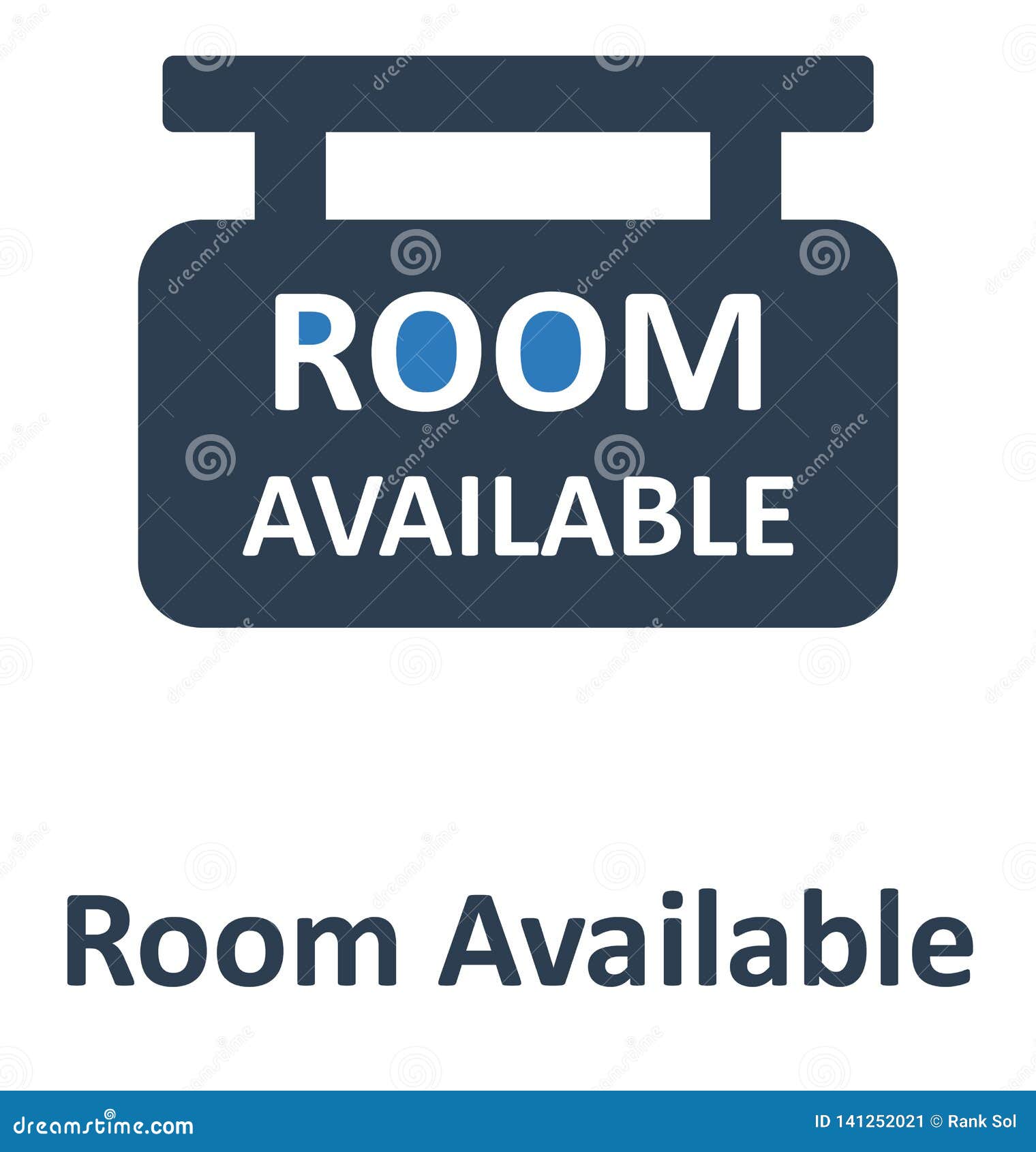 Rooms Available Sign Flat Icon On White Cartoon Vector | CartoonDealer ...