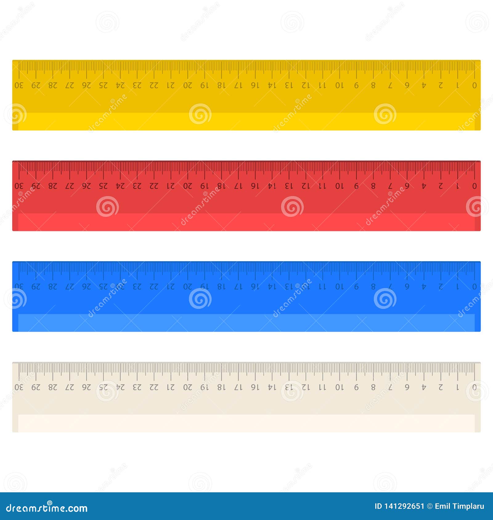 Realistic Ruler. Centimeters And Inches Transparent Blue Plastic Ruler ...