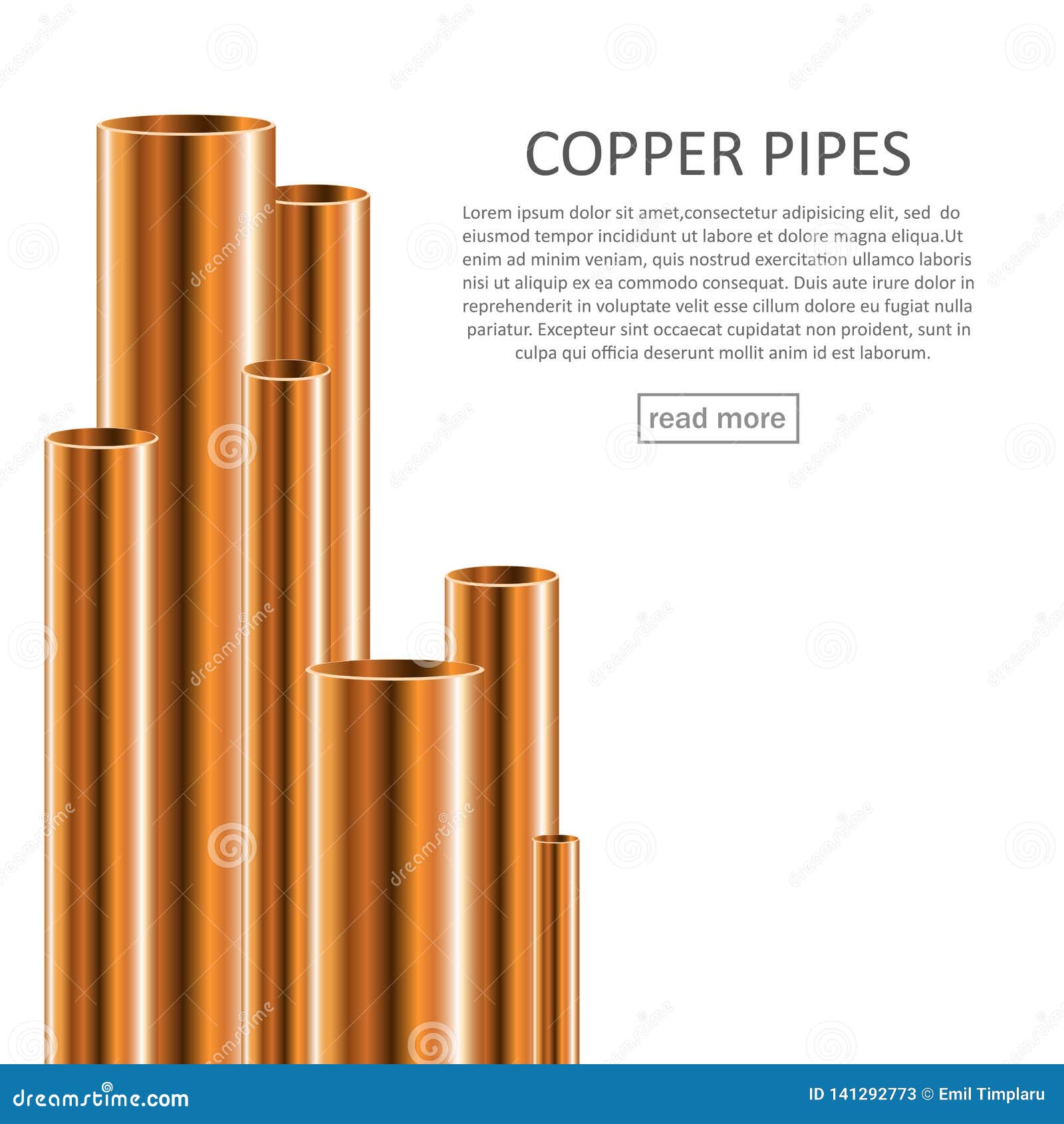 Shiny Copper Pipes Vector Design Illustration. Copper Pipes Background ...