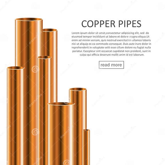 Shiny Copper Pipes Vector Design Illustration. Copper Pipes Background ...