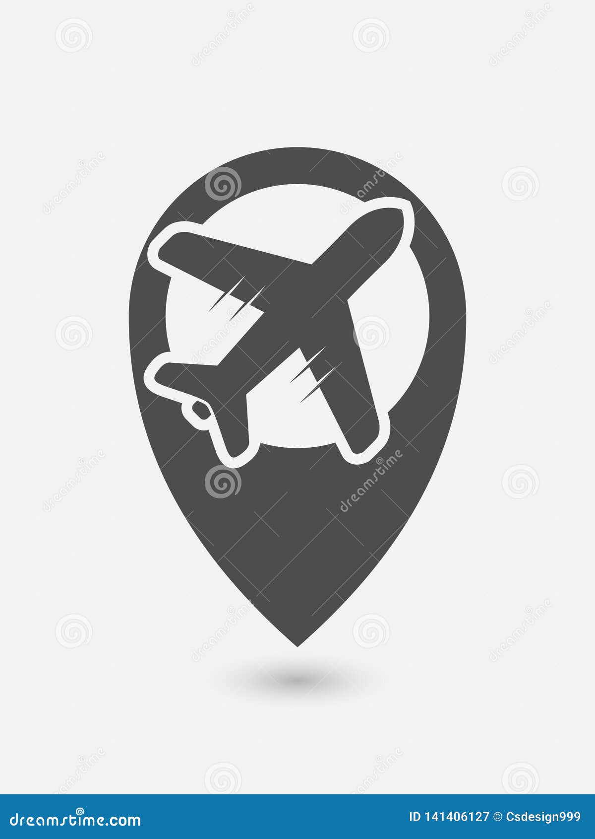 Travel Icon with Airplane and Location Pin Stock Vector - Illustration ...
