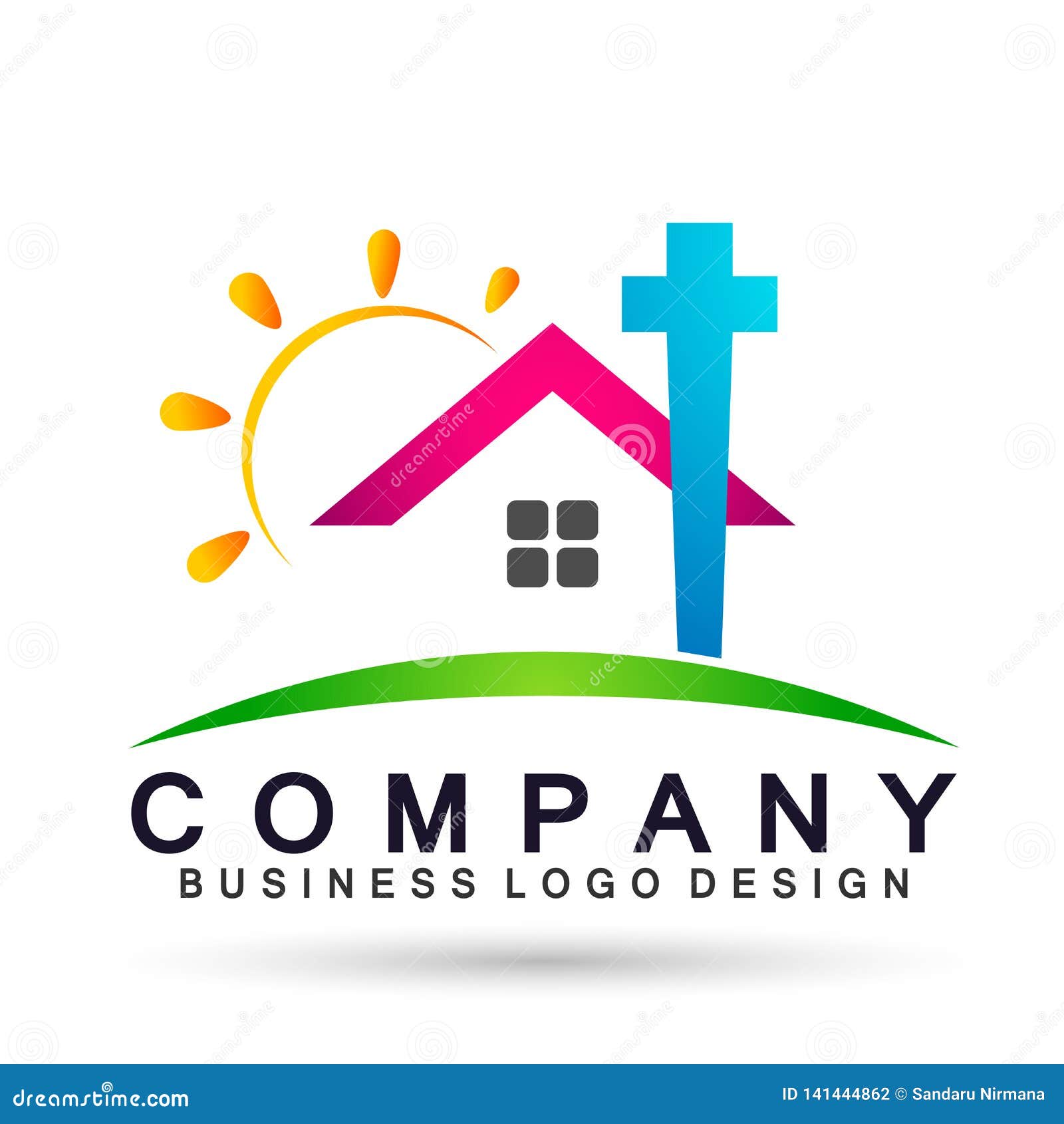 Real Estate City Church Logo Church Cross Home House Sun Logo Icon ...
