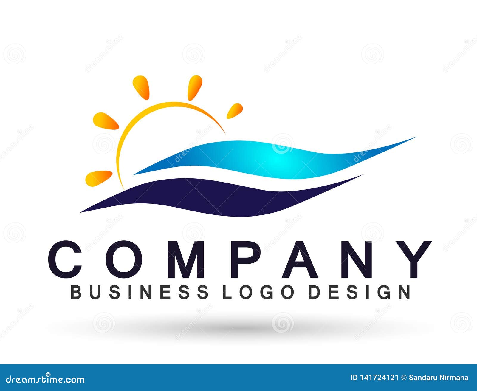 Boat Ship Sun Sea Water Wave Logo Icon Vector Illustrations on White ...
