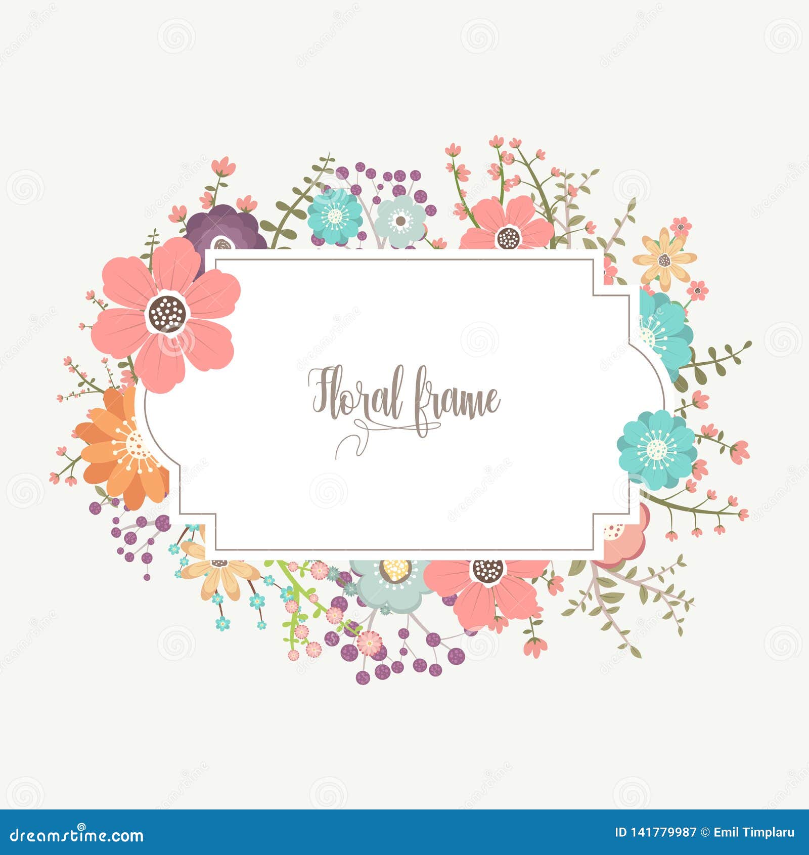 Elegant Design Illustration of Floral Frame Template with Text Inside ...