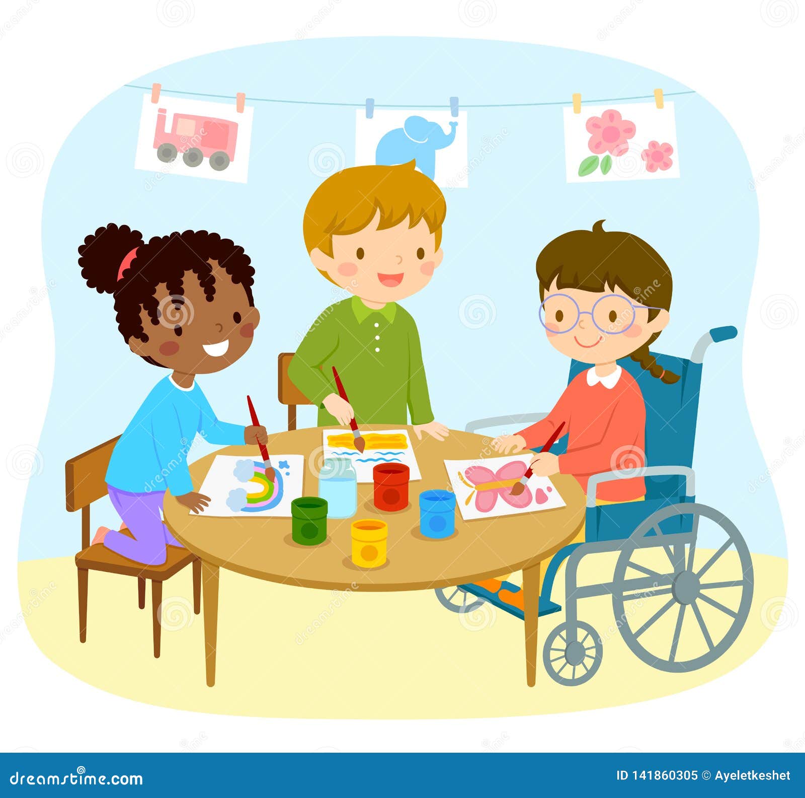 Special Needs Children Happy Set Cartoon Vector | CartoonDealer.com ...