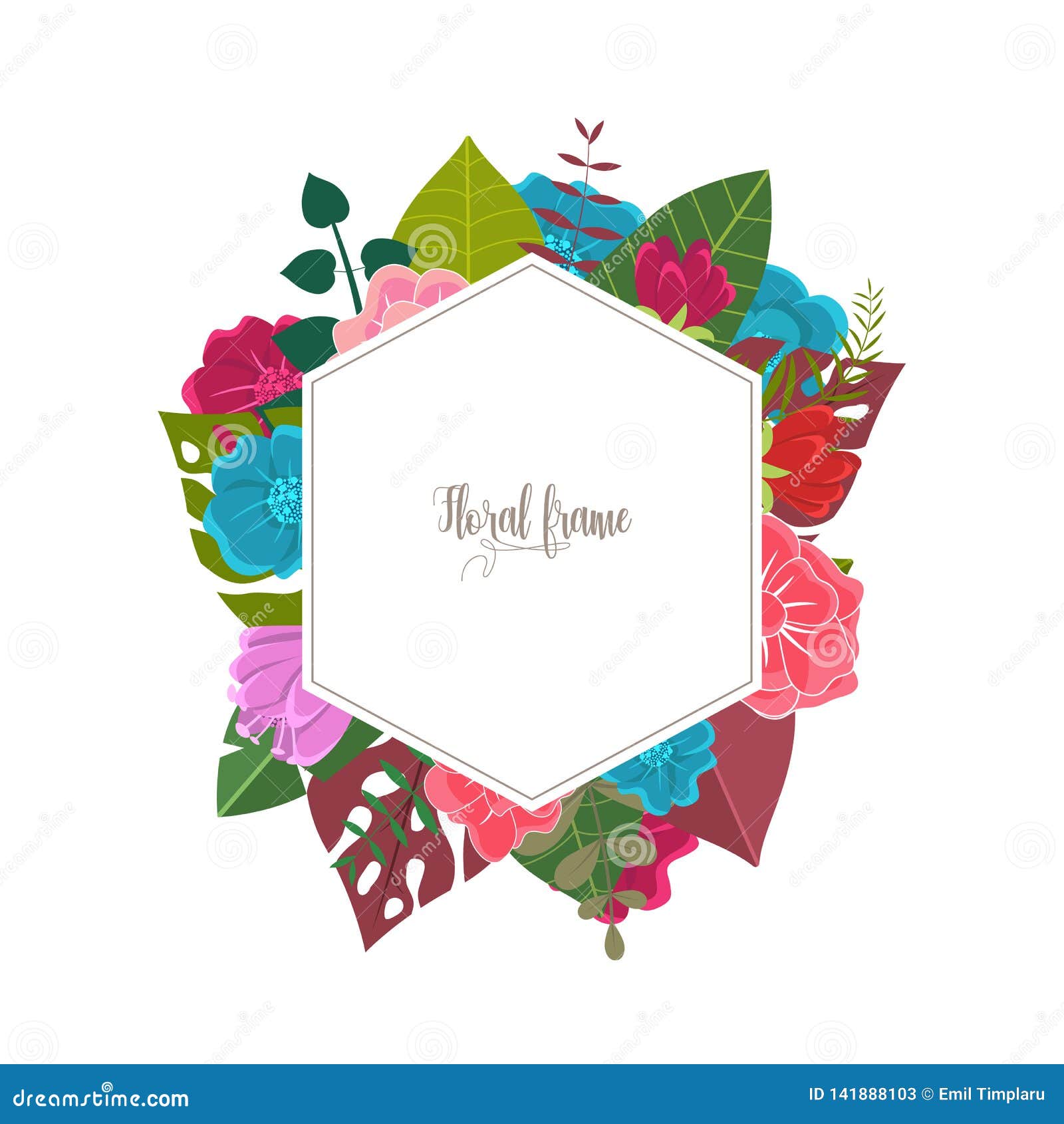 Elegant Design Illustration of Floral Frame Template with Text Inside ...
