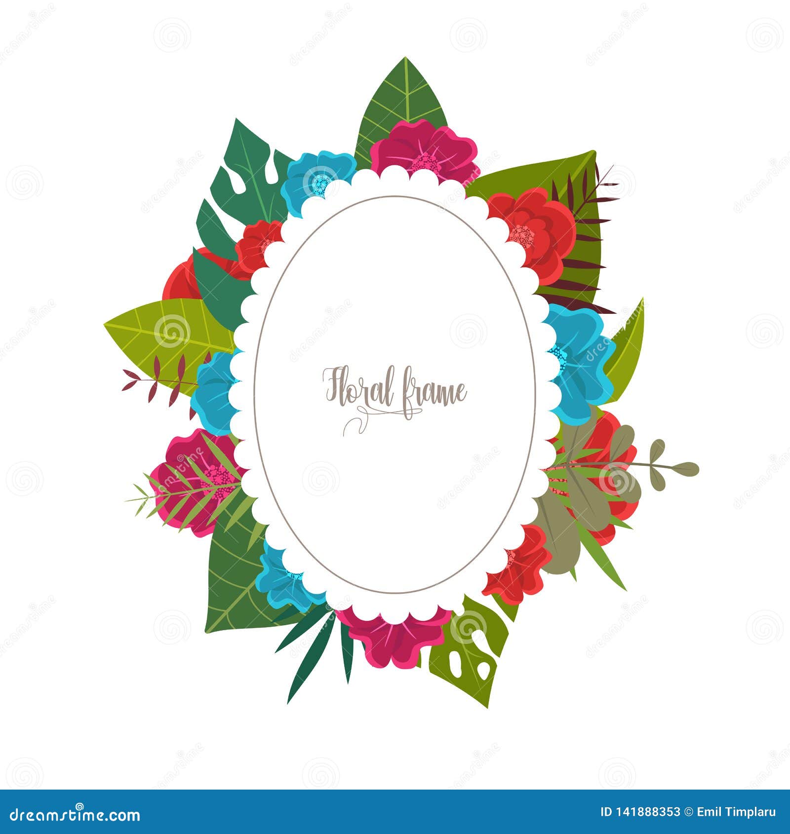 Elegant Design Illustration of Floral Frame Template with Text Inside ...