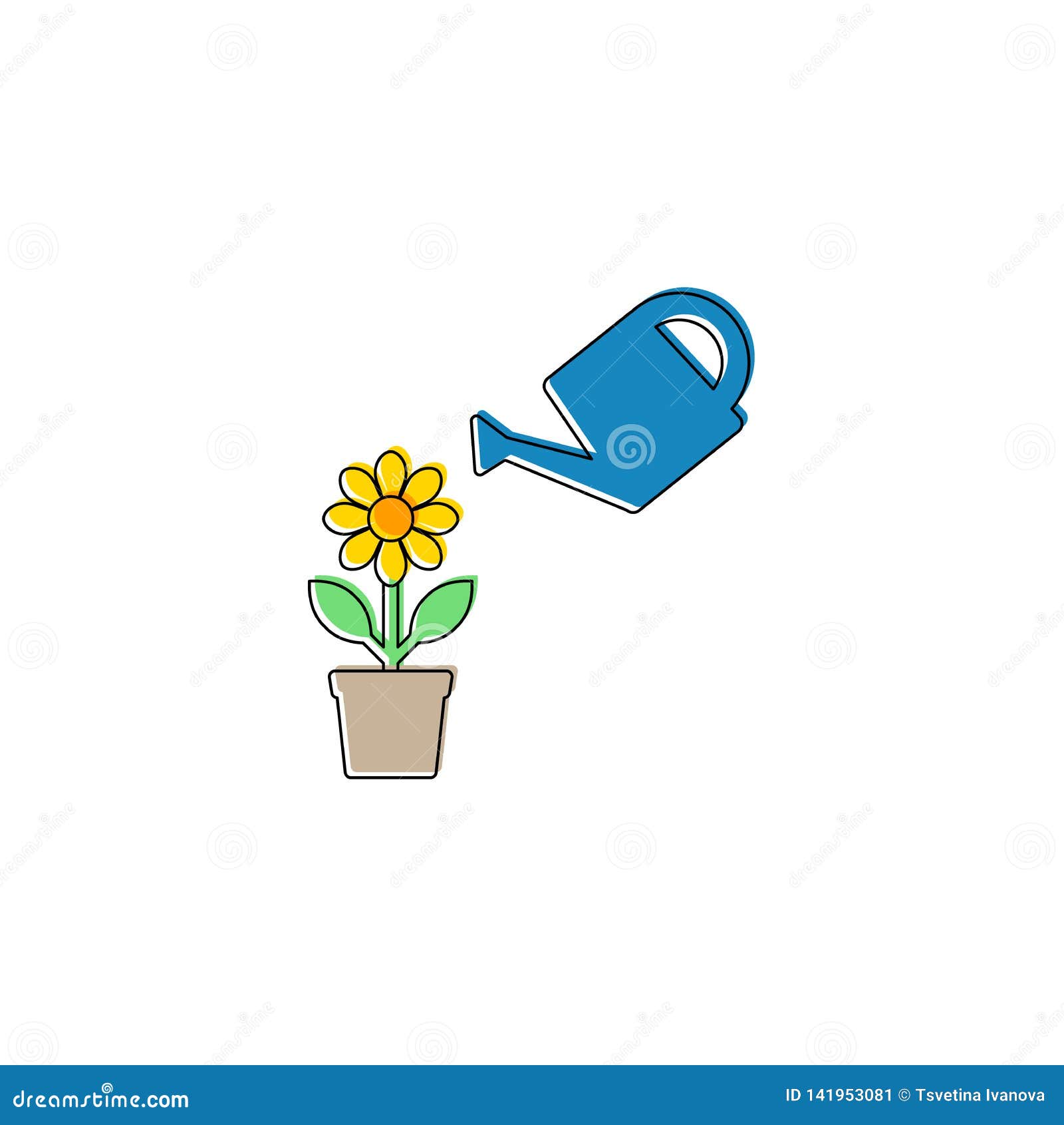 Watering Flowers Cartoon